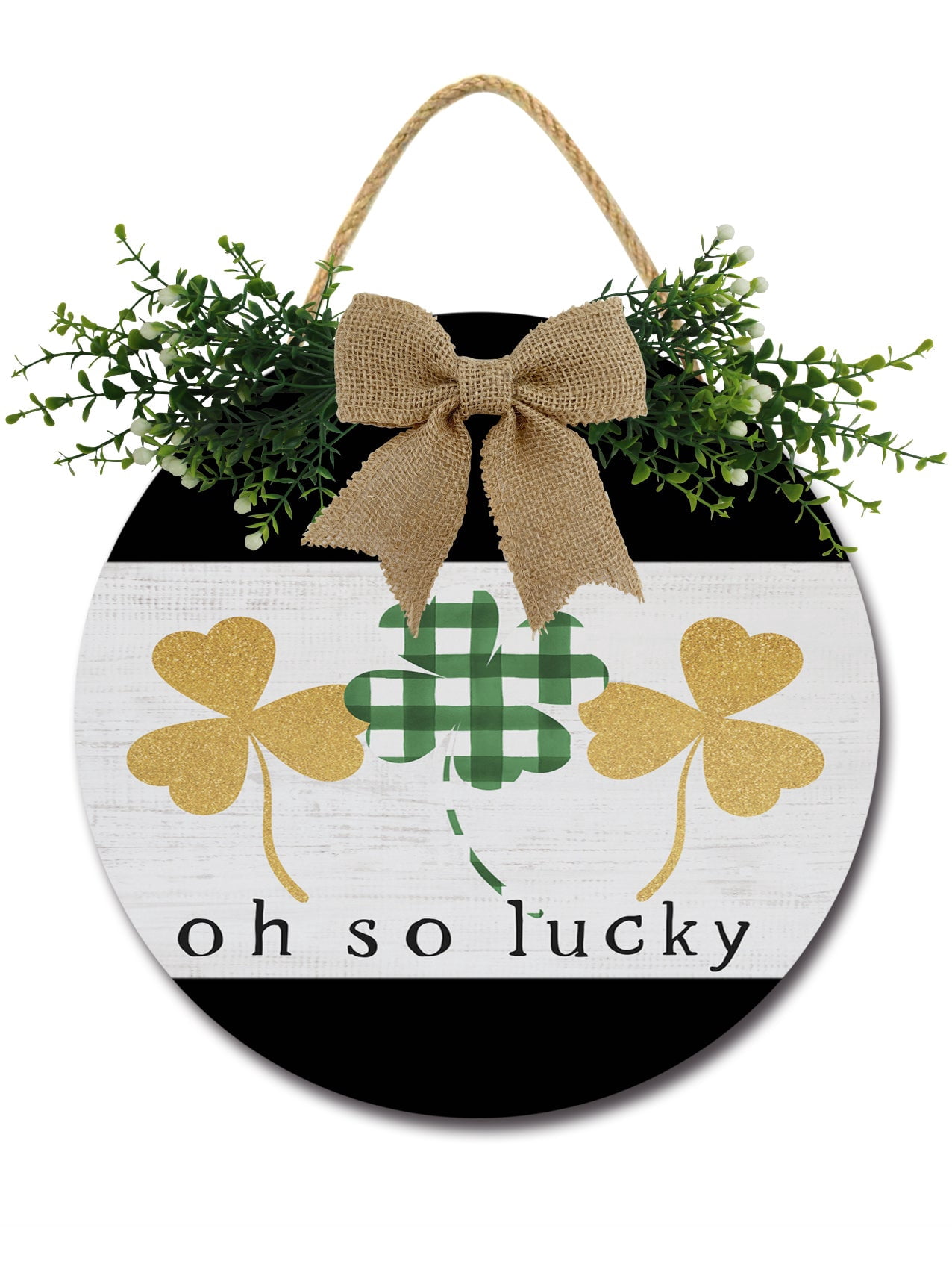Oh So Lucky Door Sign Home Decor Round Wood Wreaths Wall Hanging Sign ...