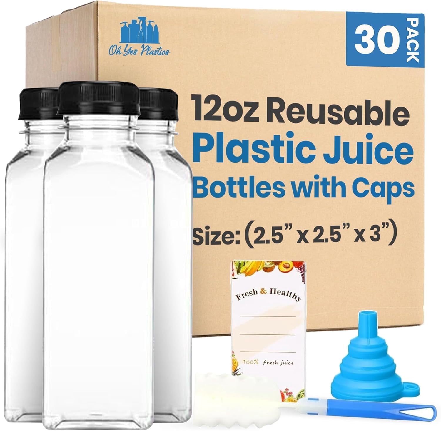 Oh Yes Plastics 12oz Reusable Empty Plastic Water Bottles with Caps ...