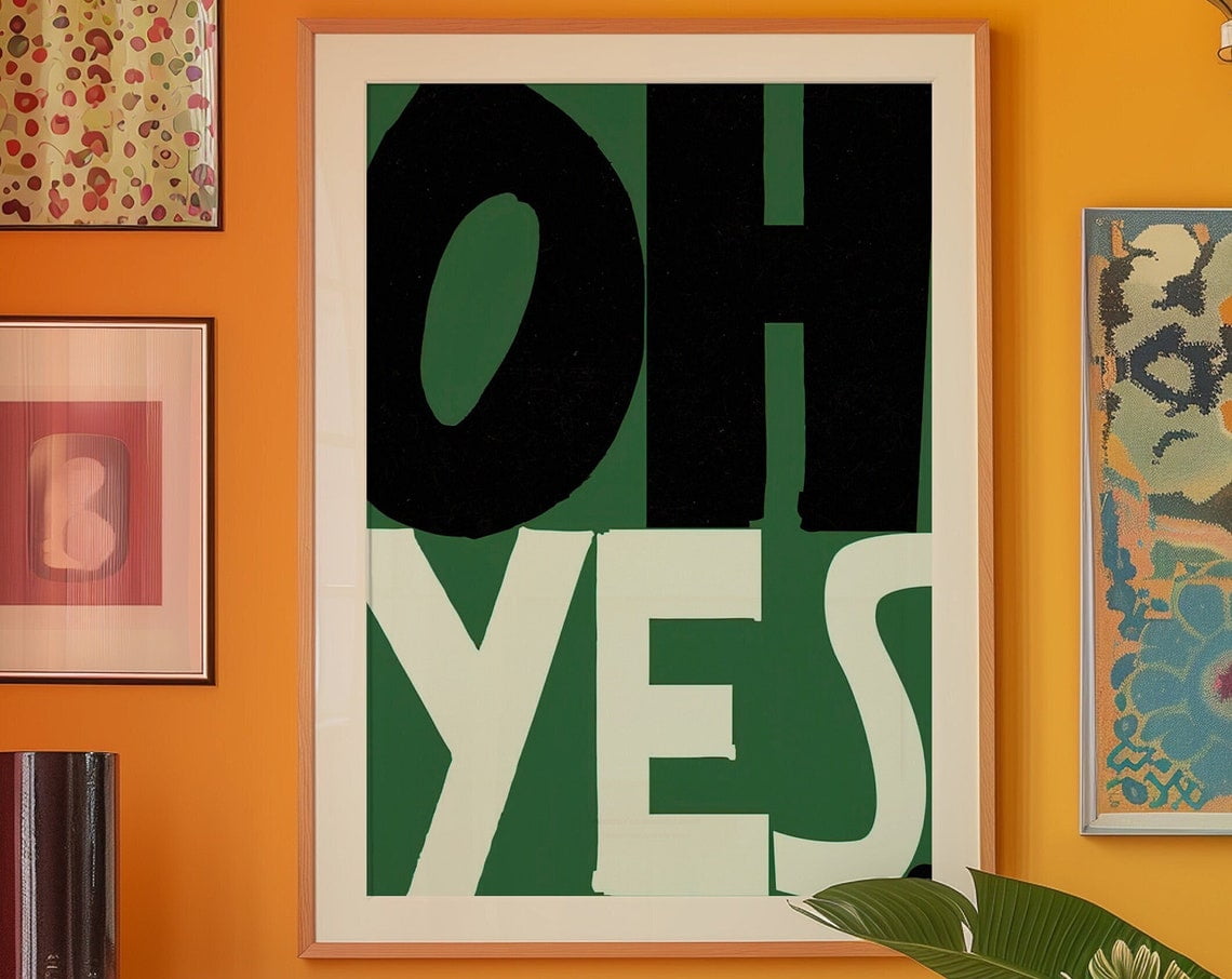 Oh Yes Poster, Typography Print, Trendy Print, Psychedelic Poster ...