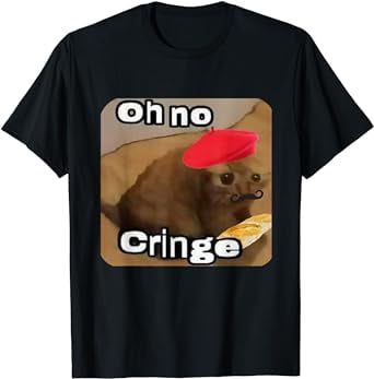Oh no Cringe Cat French Baguette Tshirt, Internet Cat Meme T-Shirt ...