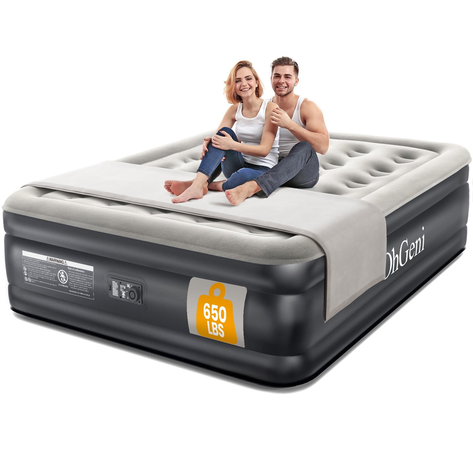 OhGeni Queen Air Mattress with Built in Pump, 18 Raised Blow Up ...