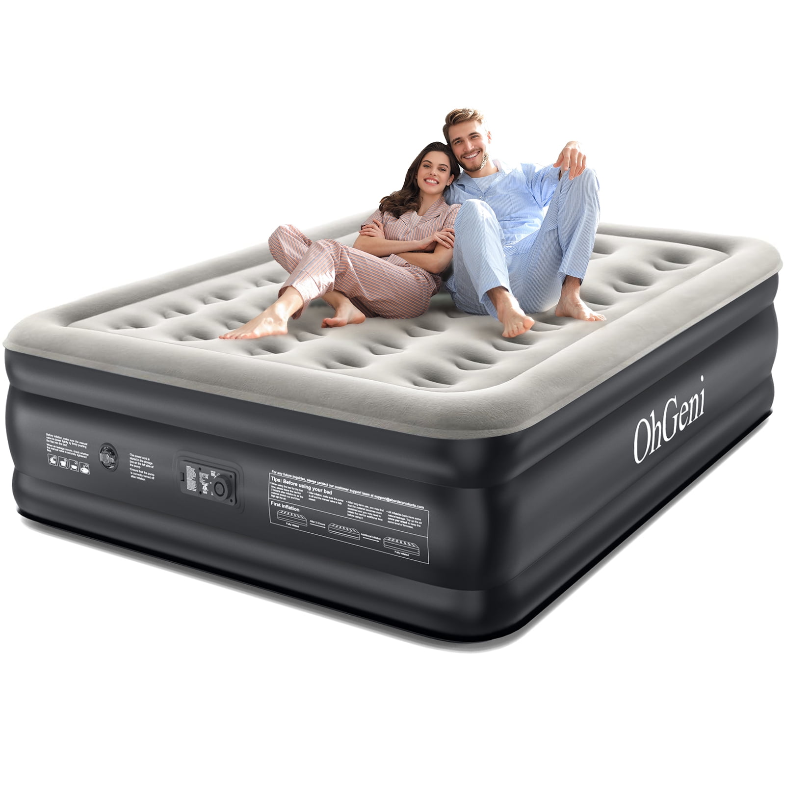 OhGeni Queen Air Mattress with Built in Pump, 18 Raised Blow Up ...