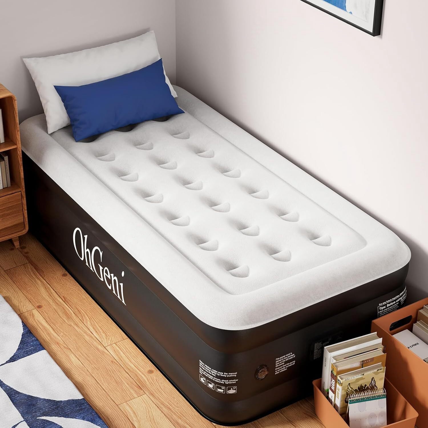 OhGeni Twin Air Mattress with Built in Pump, 18 Raised Blow Up Mattress ...