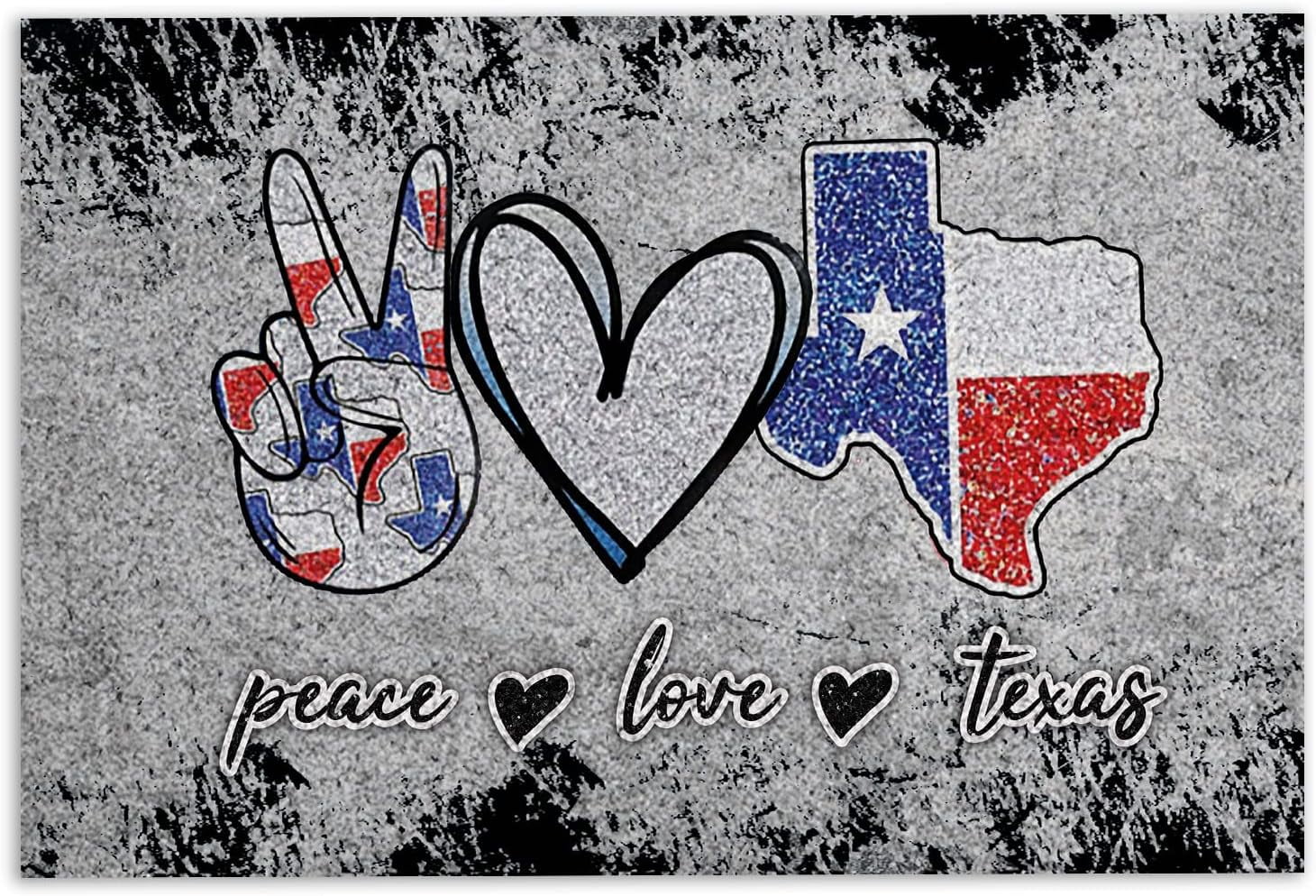 OhaPrints Western Texas Flag Peace Love Texas Wild West Grey Pattern ...