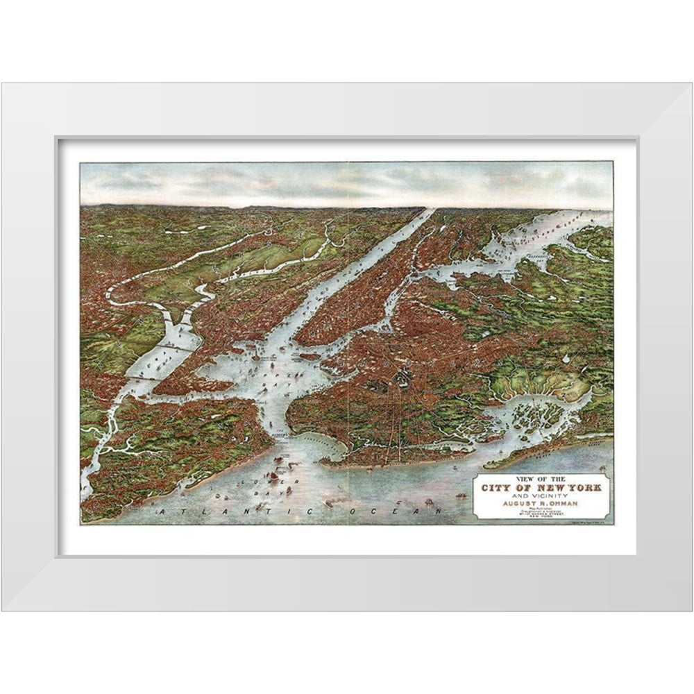 Oham 32x24 White Modern Wood Framed Museum Art Print Titled - New York ...