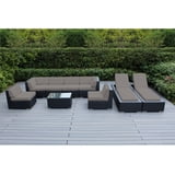 Ohana Depot Ohana Outdoor Patio 9 Piece Black Wicker Sofa and Chaise ...