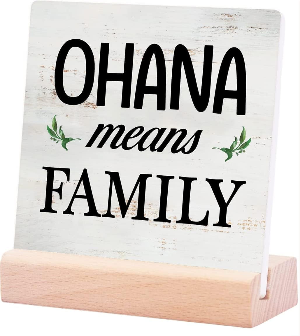 Ohana Means Family Table Sign Home Decor Rustic Family Quote Ceramic ...