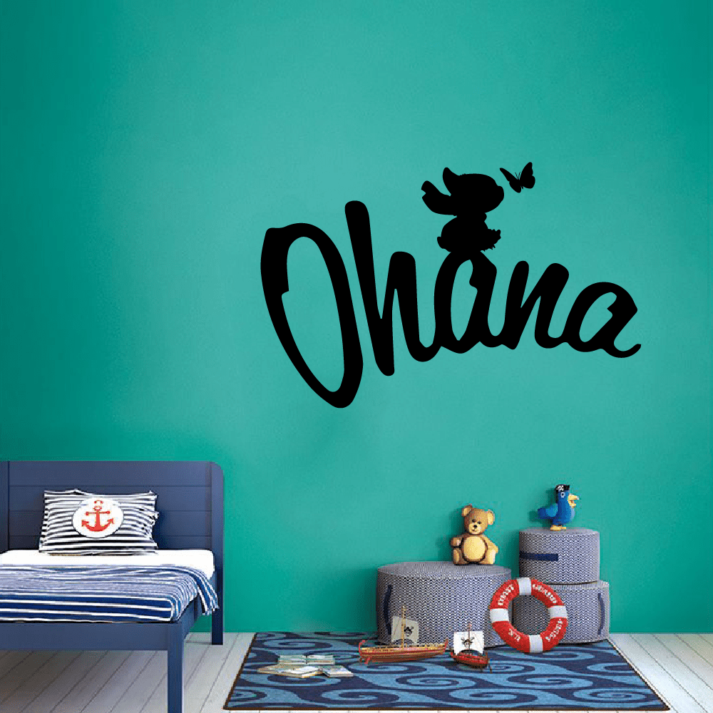 Ohana Stitch Bird Cute Lilo and Stitch Disney Cartoon Wall Sticker Art ...
