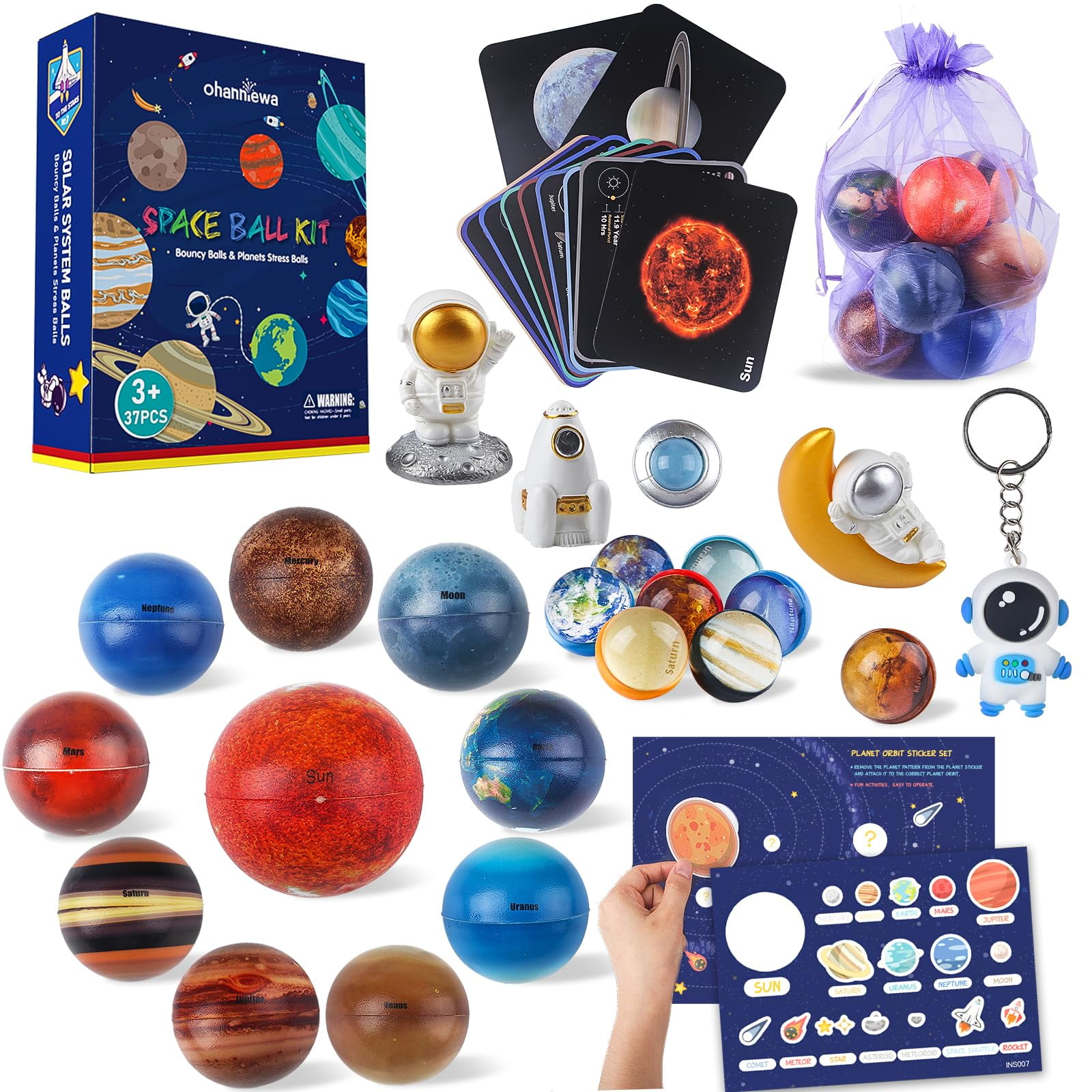 Ohanniewa Solar System Planets Toys for Kids, 37PCS Educational Stress ...