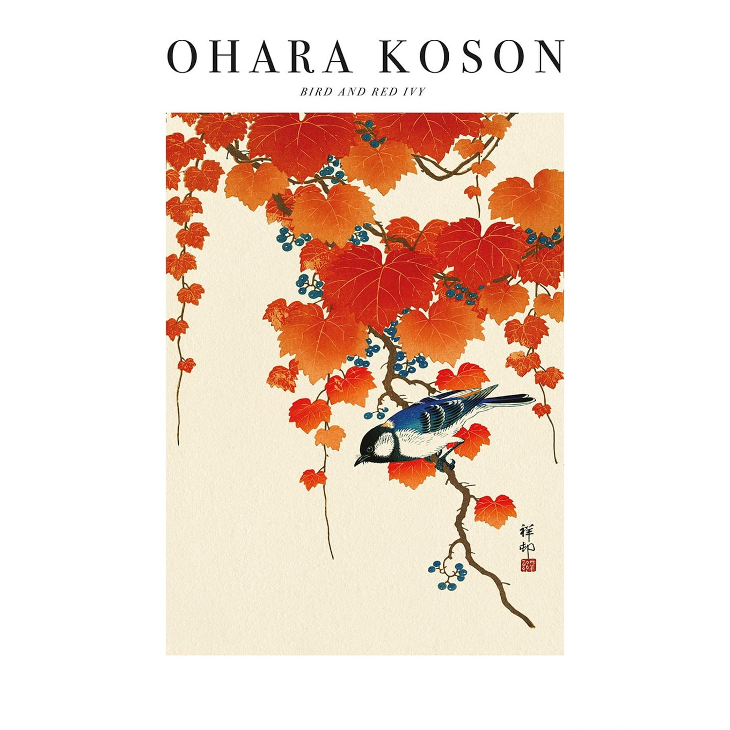 Ohara Koson Bird And Red Ivy Paper Print - Walmart.com