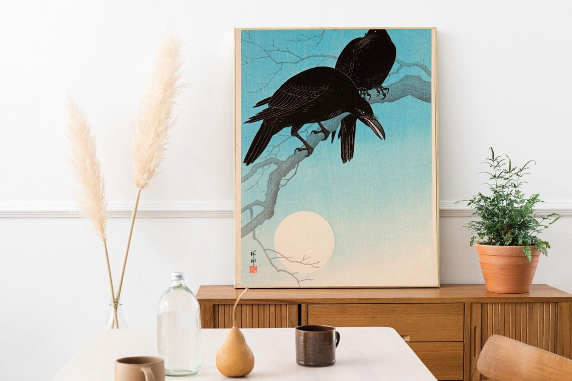 Ohara Koson - Crows In Moonlight. Japanese Wall Art, Japanese Bird ...