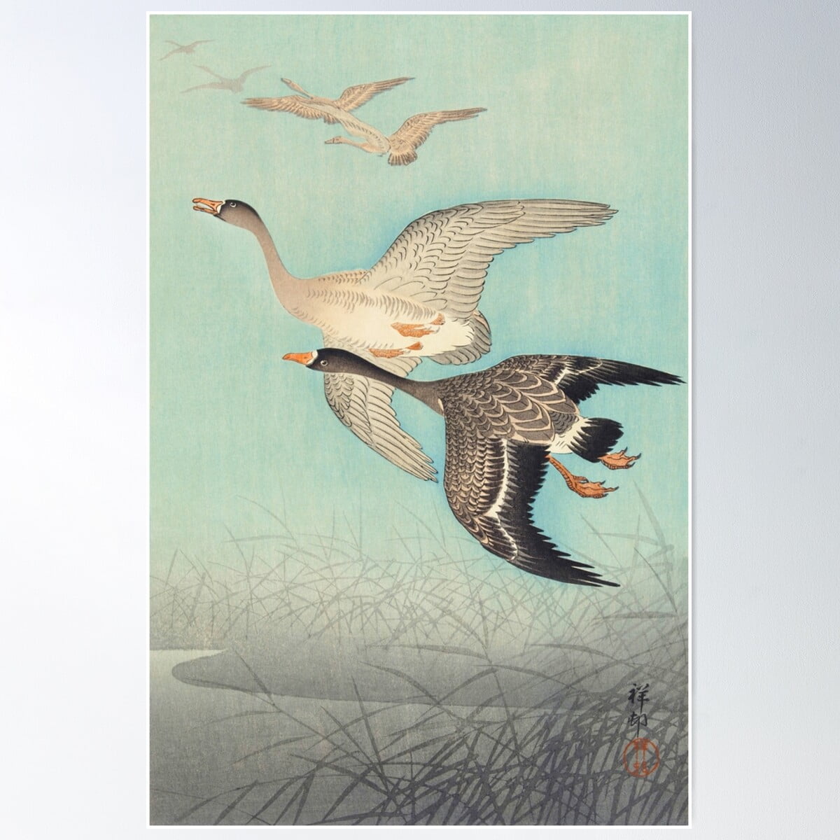 Ohara Koson Hd - Great Geese In Flight (1925 - 1936) Poster Wall Art ...