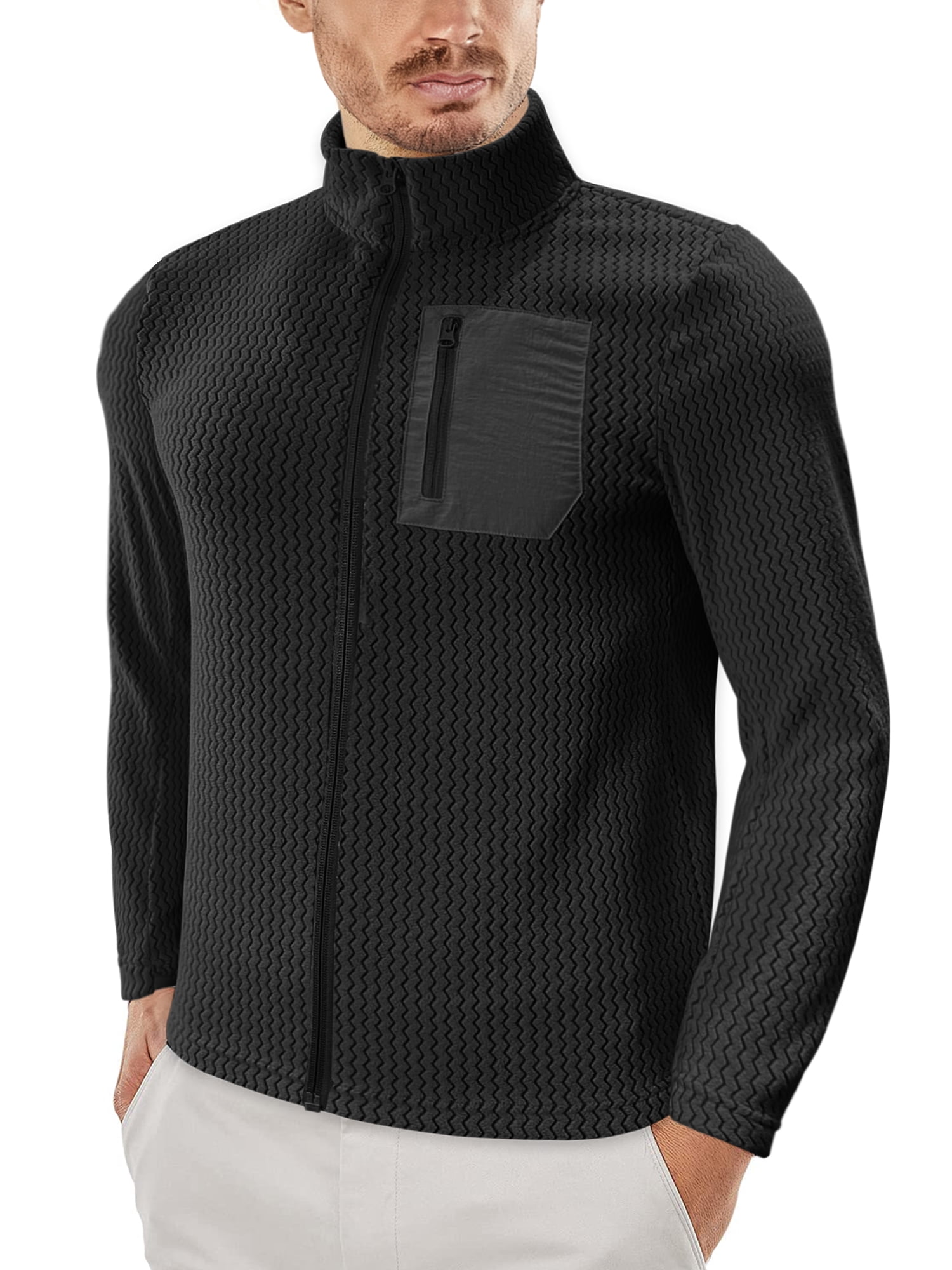 Ohebi Unisex Warm Zip Cardigan Casual Knit Zipper Sweater Soft Long ...