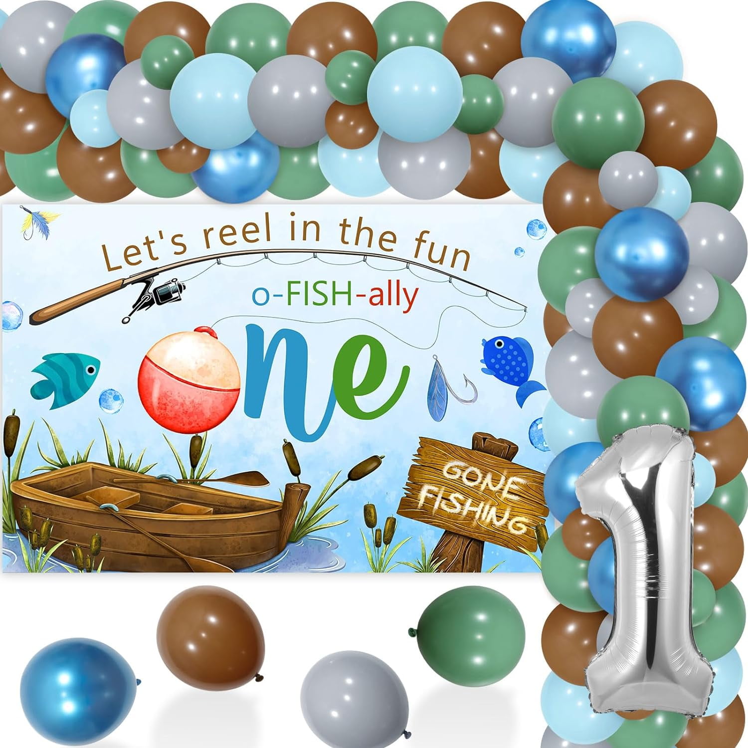 Ohgeecraft O Fishally One First Birthday Decorations Gone Fishing Let's ...
