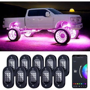 Sunpie 12 Pod RGB-W LED Rock Lights Kits for Cars, Off Road, UTV ...