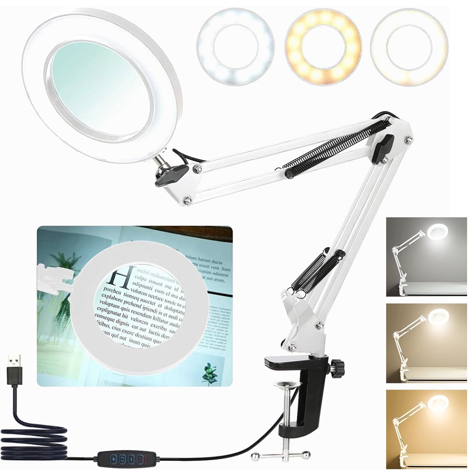 OhhGo 10X Magnifying Glass with Light and Stand, LED Magnifying Lamp ...