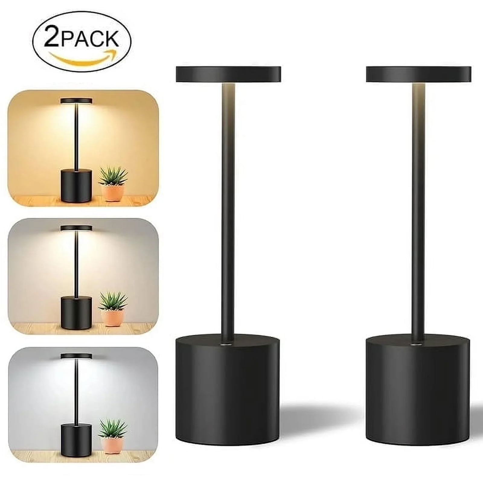 "OhhGo 2 Pack Cordless LED Table Lamps, Rechargeable and Portable, 3 ...