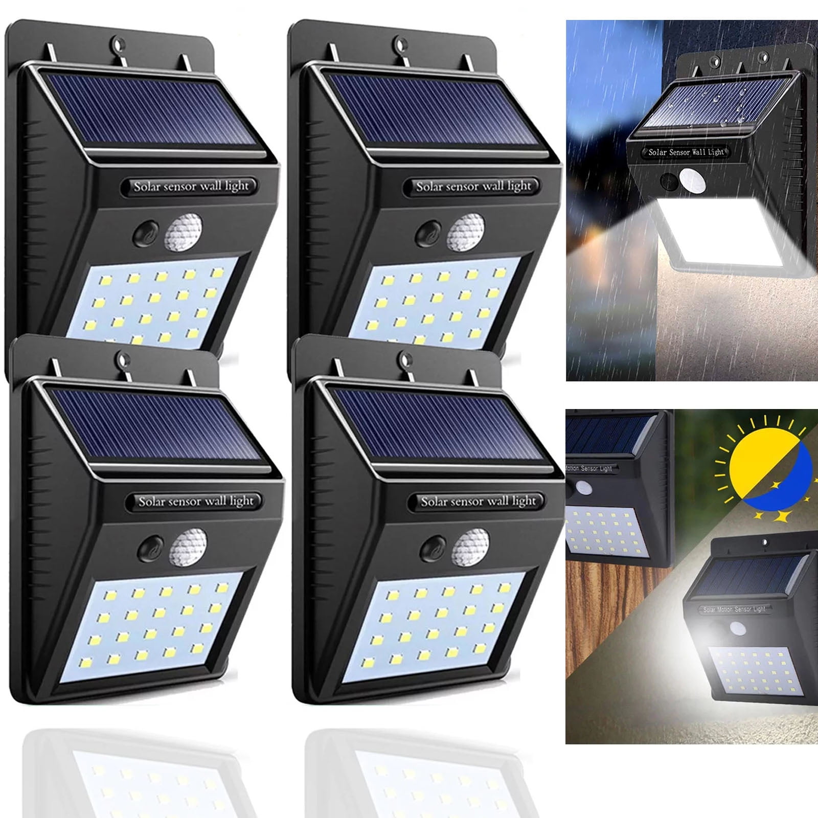 OhhGo 4-Pack Solar-LED Motion Sensor Lights; Wall Mount Security for ...