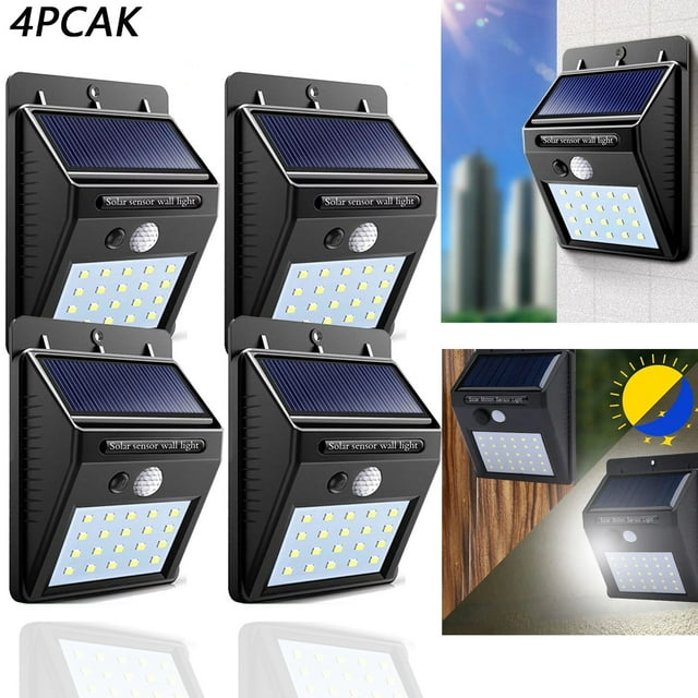 OhhGo 4 Pack LED Solar Motion Sensor Lights, Wireless Outdoor Wall ...