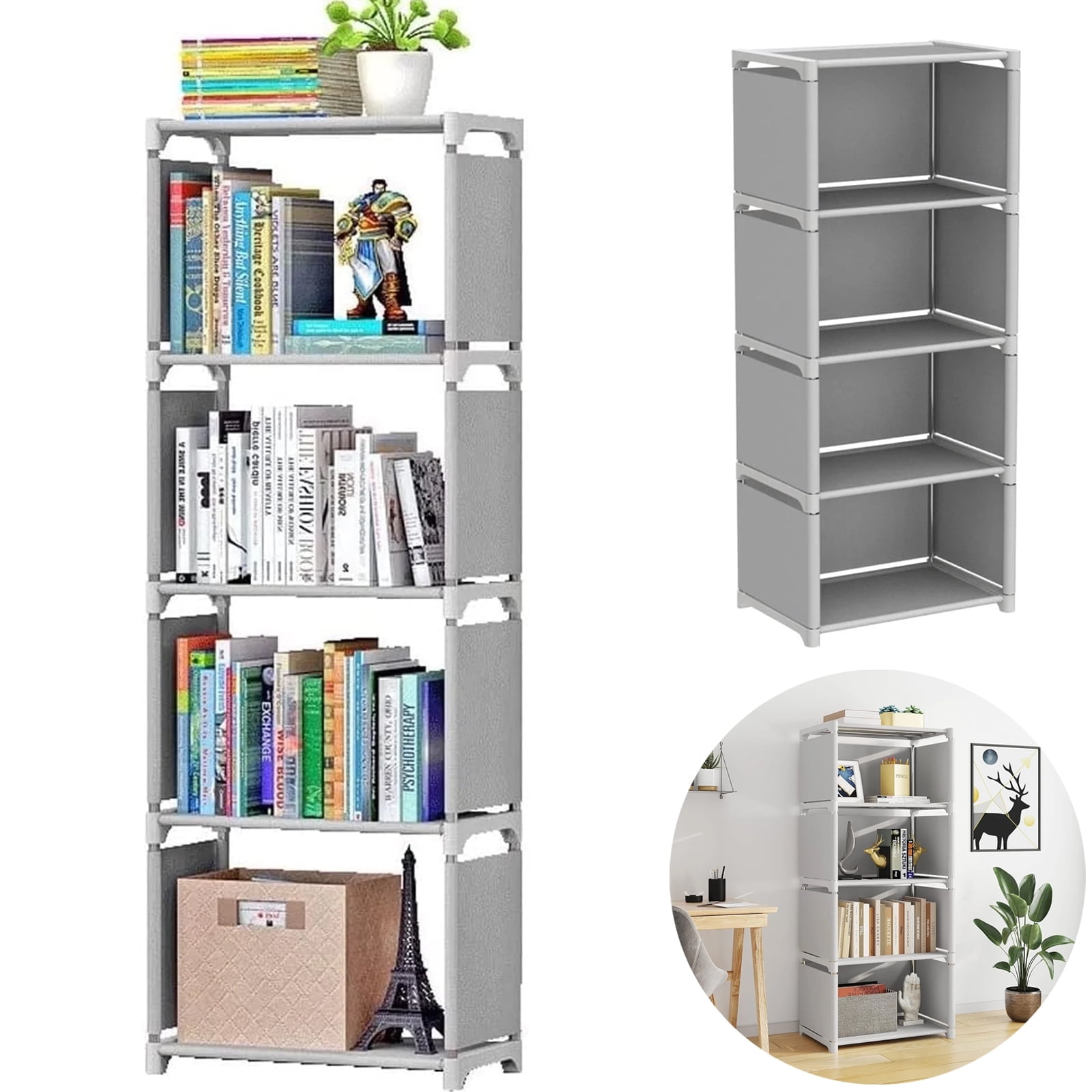 OhhGo Durable 4 Tier Ladder Bookshelf for Bedroom, Kids Room & Living ...