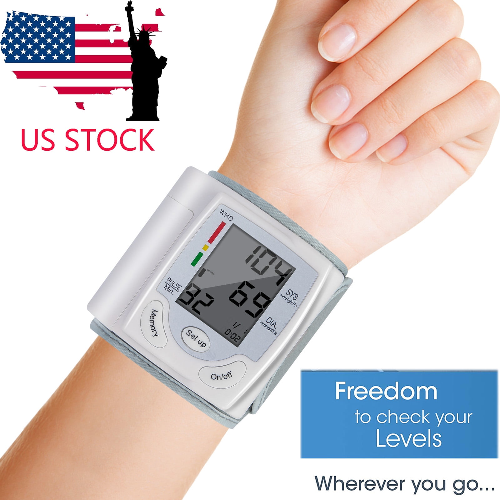 OhhGo Auto Wrist Blood Pressure Monitor, Digital LCD, BP Cuff Gauge ...