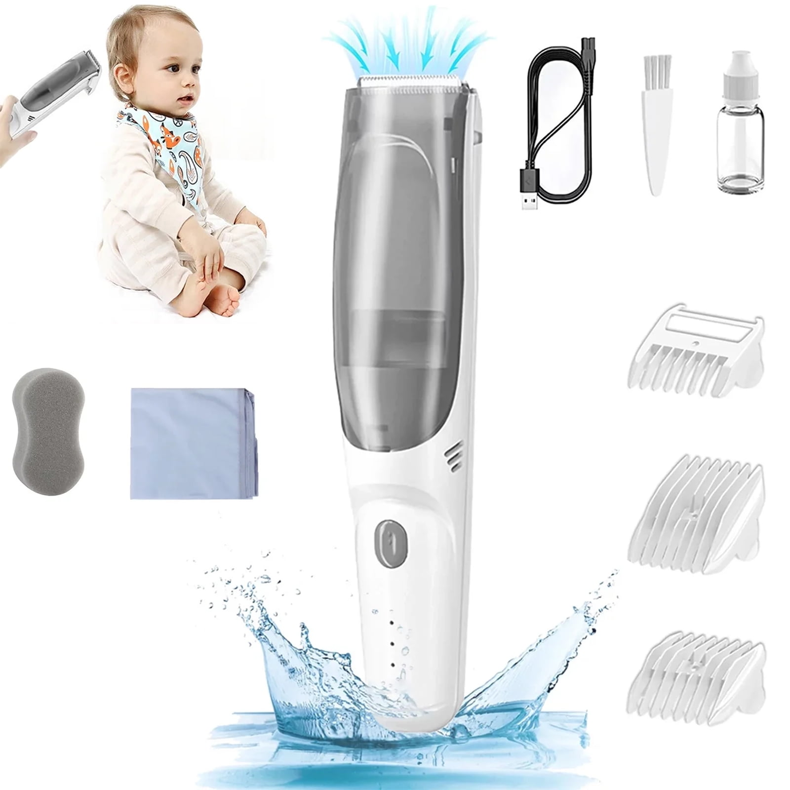 OhhGo Baby Hair Clipper, Newborn Trimmer, Quiet Ceramic Waterproof ...