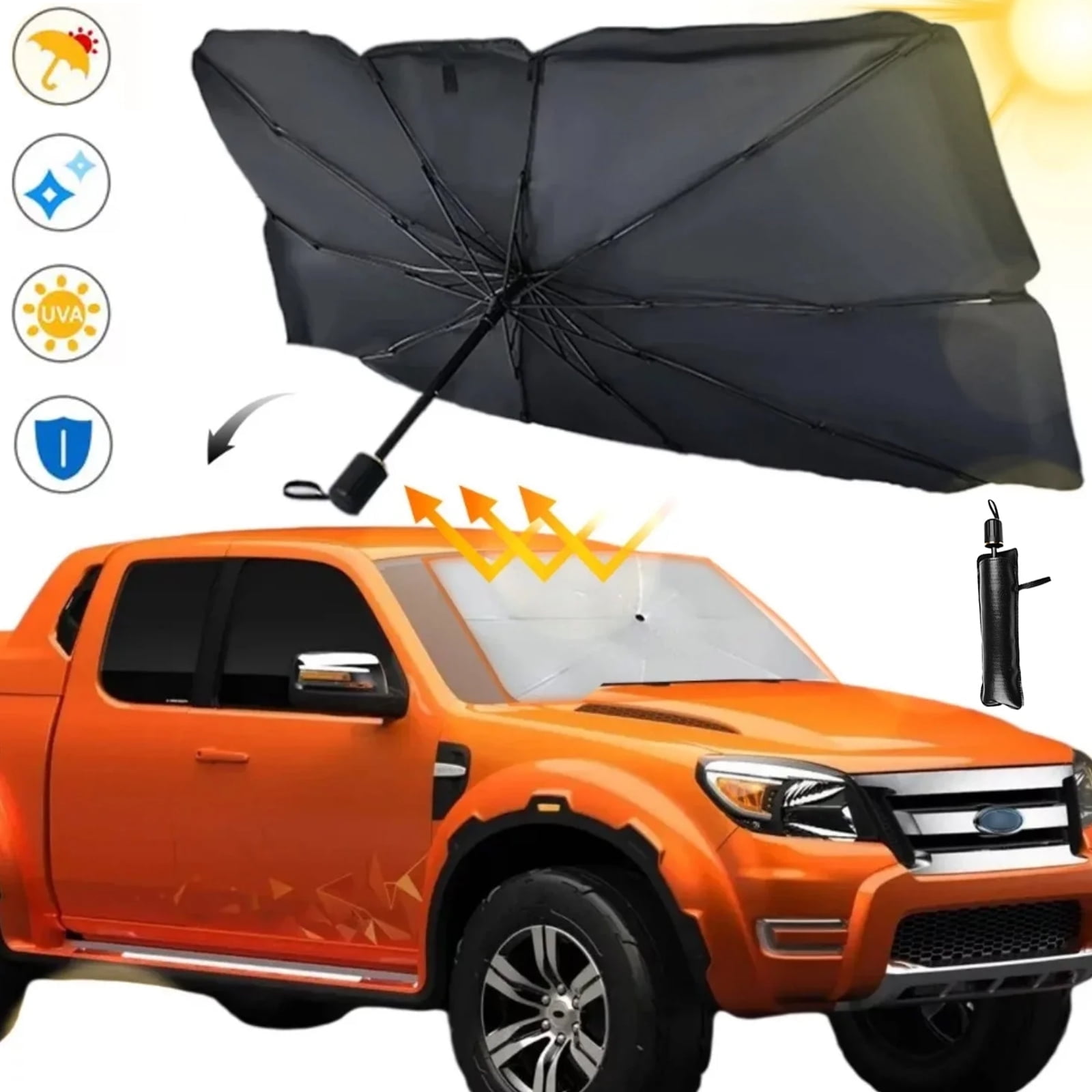 OhhGo Car Windshield Sunshade Umbrella, 55 x 31 inch, UV Ray Reflector ...