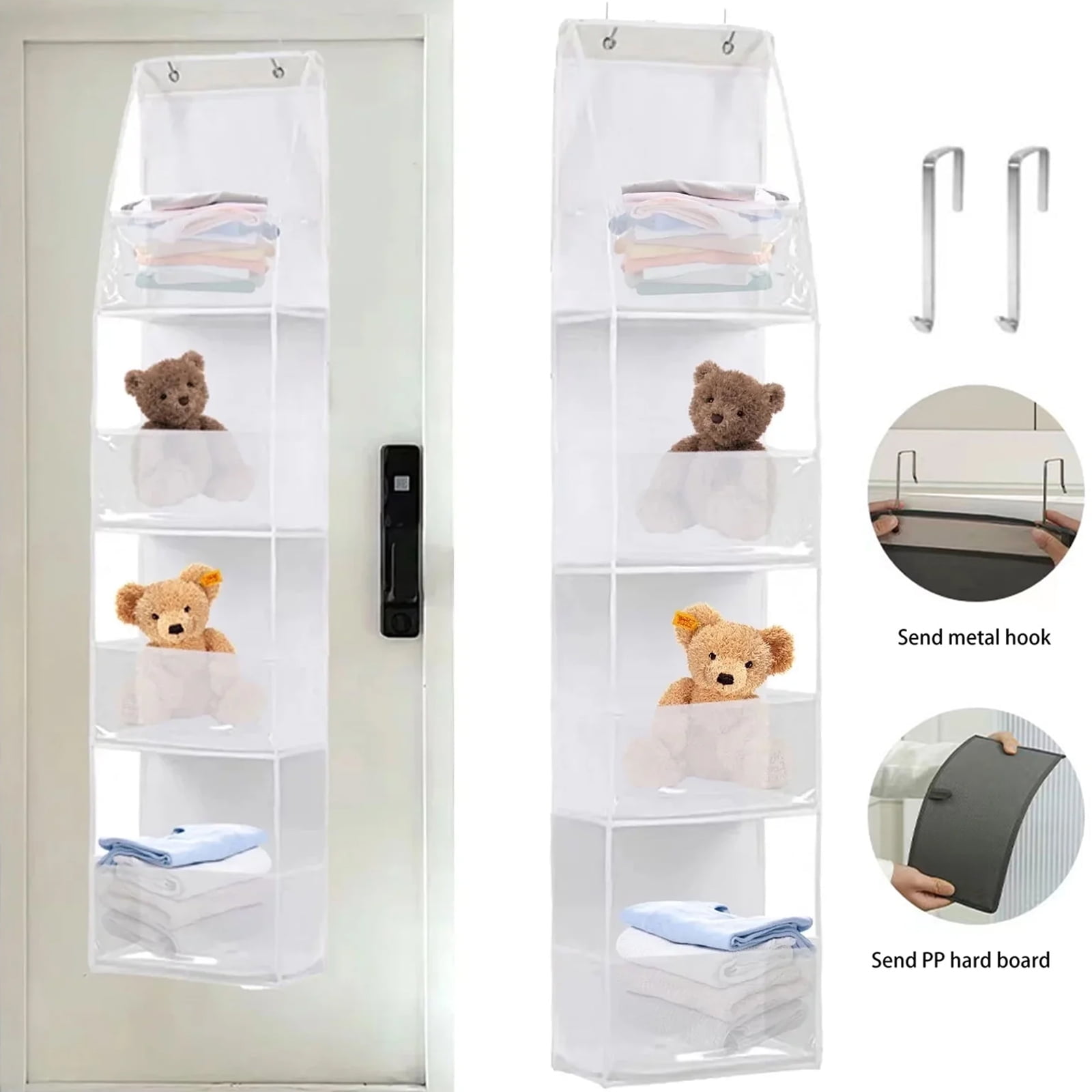 OhhGo 4-Shelf Over The Door Hanging Pantry Organizer with Clear Pockets ...
