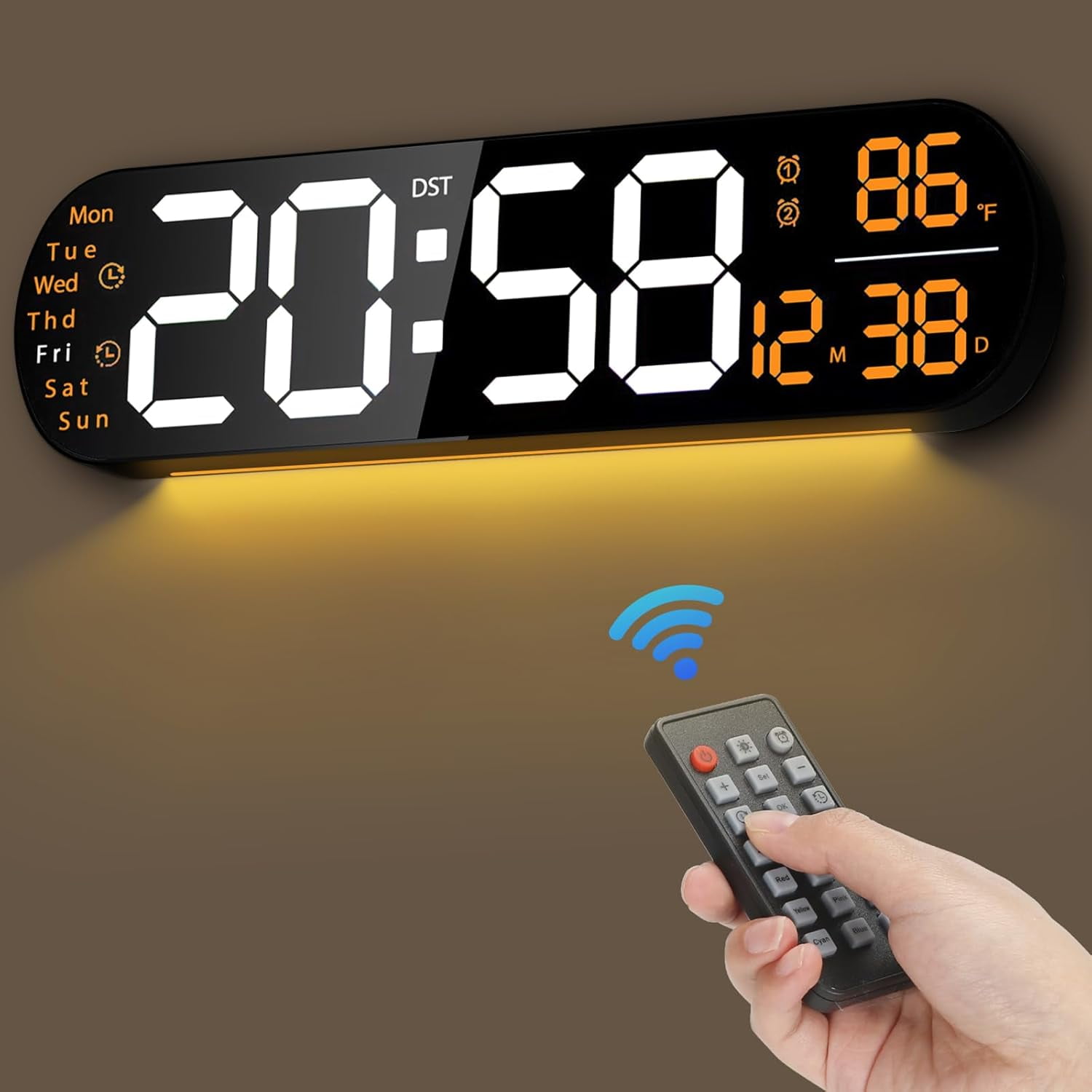OhhGo Large Digital Wall Clock with Remote Control, 13.7 Inch LED ...