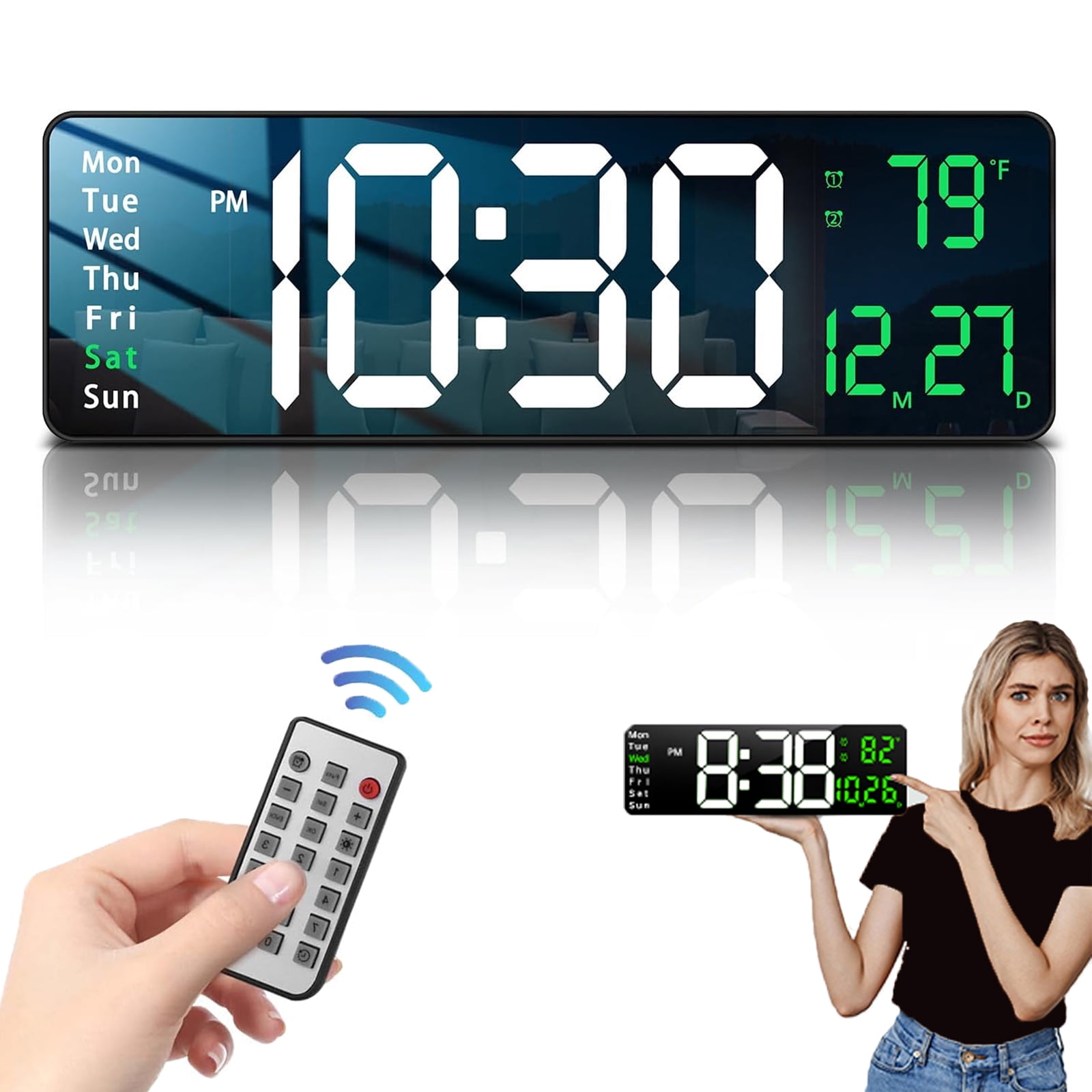 Ohhgo 16 2 Inch Led Wall Clock Remote Control Large Display Auto