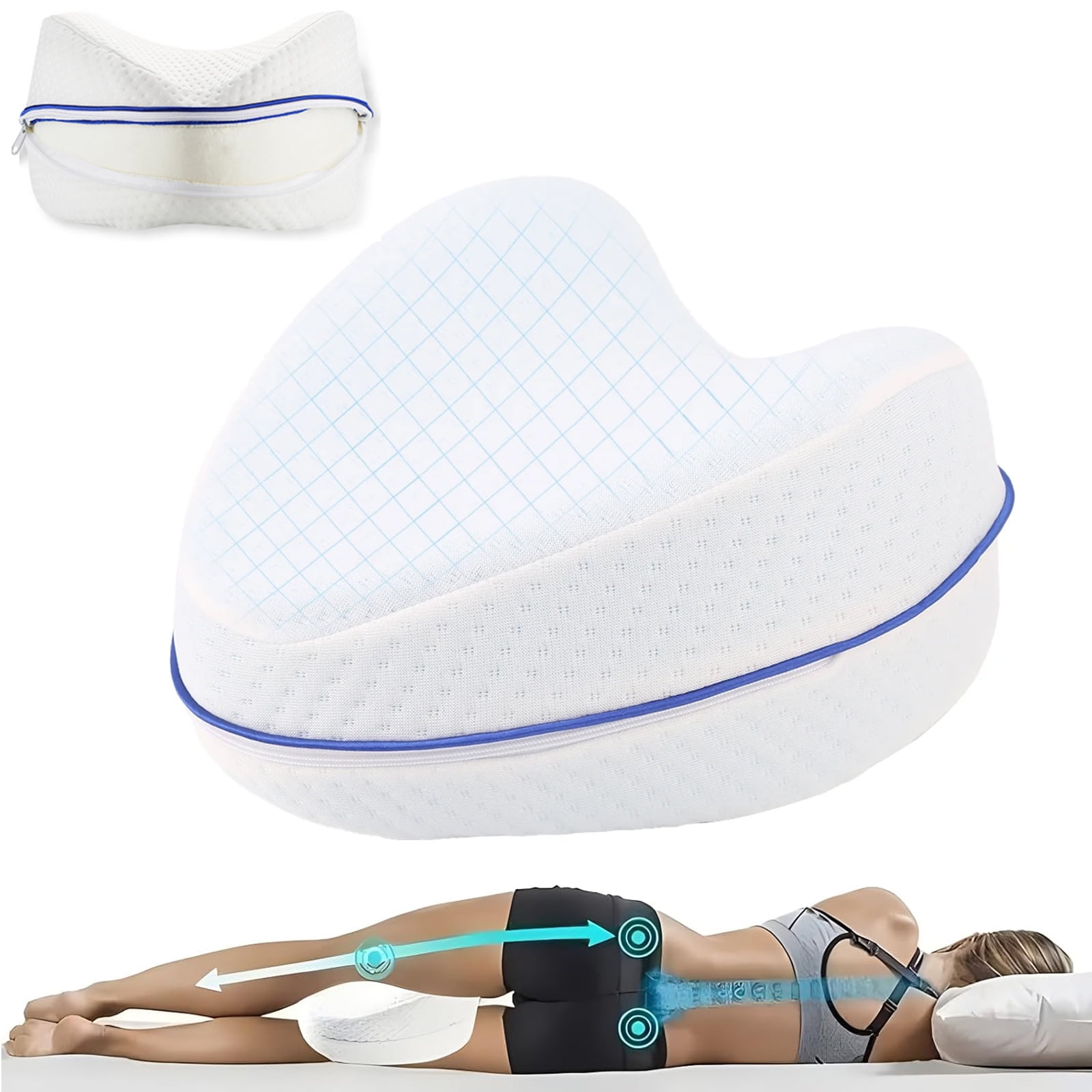 OhhGo Leg and Knee Foam Support Pillow, Leg Pillow Memory Foam Cushion ...