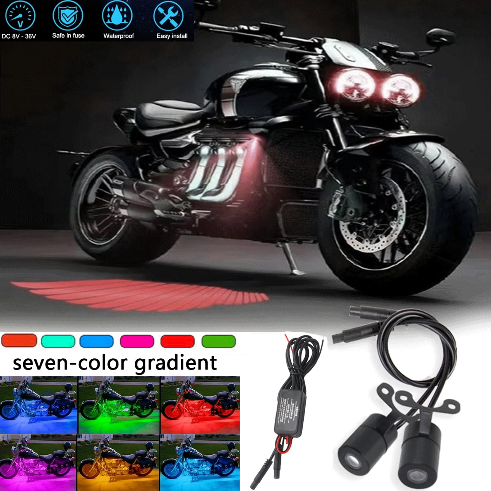 OhhGo Motorcycle LED Light Kit, Waterproof LED 7 Color Atmosphere ...