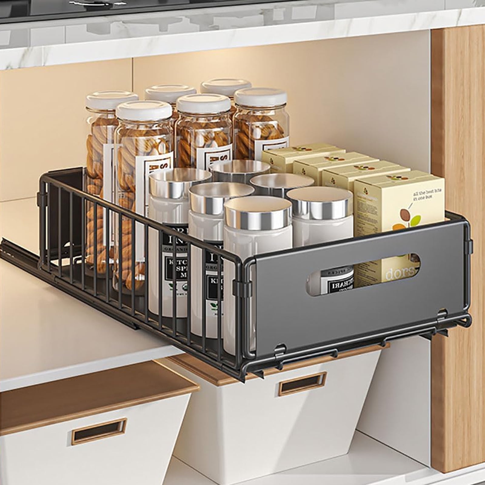 OhhGo Pull Out Spice Rack, Pull Out Drawers Spice Shelf Kitchen Cabinet ...