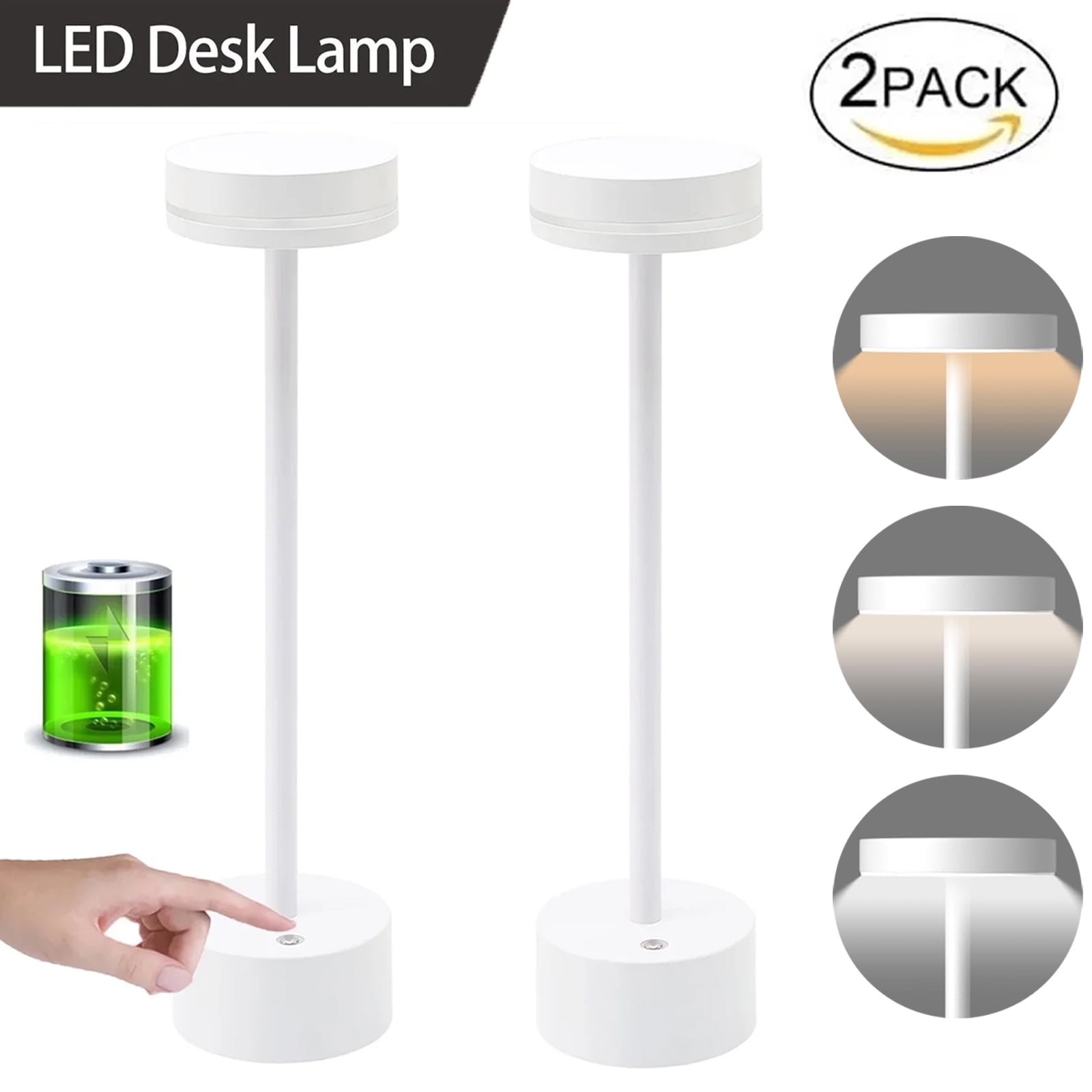 OhhGo Rechargeable Cordless LED Table Lamp, Portable LED Touch Lamp 3 ...