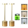 OhhGo 2 Pcs Gold Wireless Rechargeable LED Table Lamps, 3-Level ...