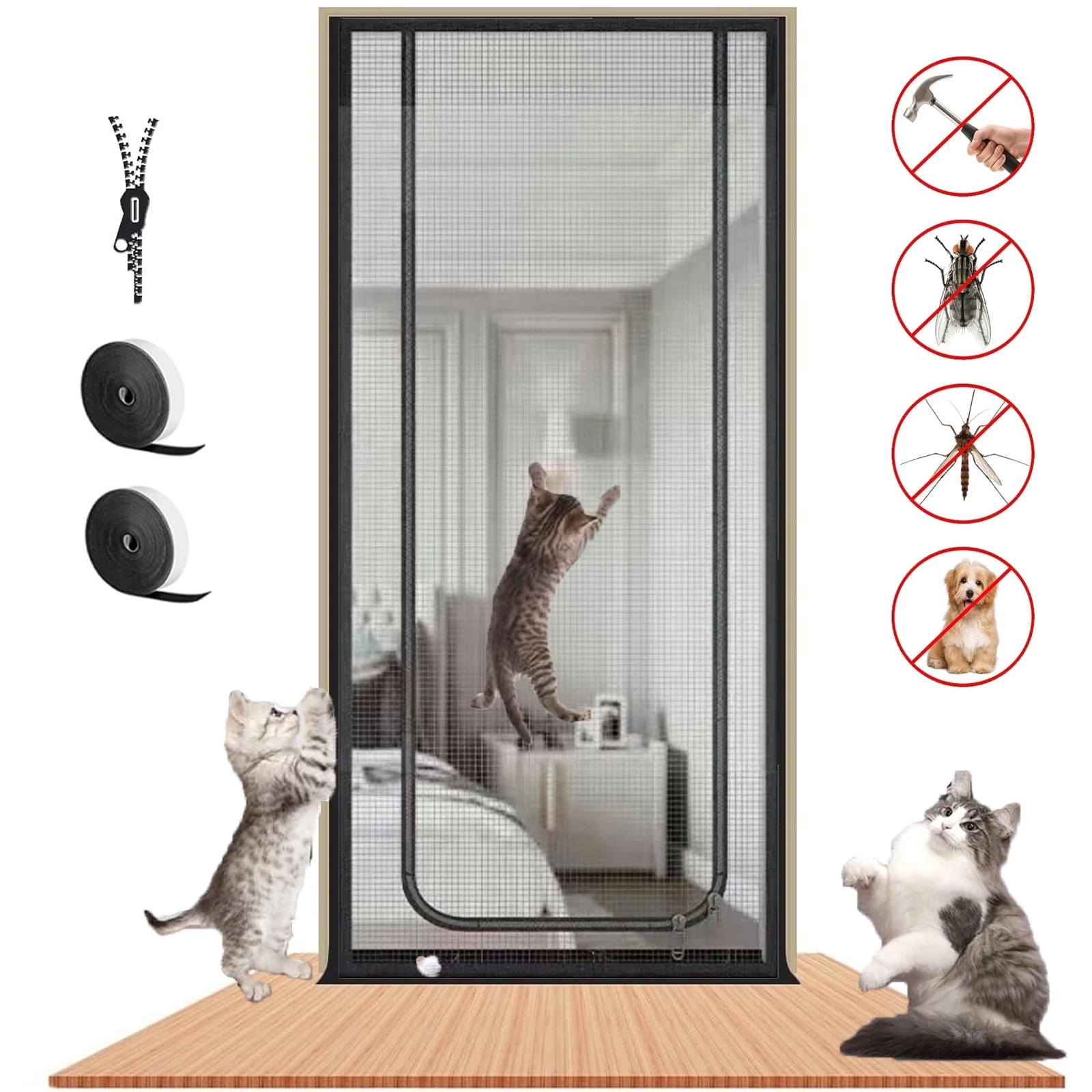 OhhGo Reinforced Cat Screen Door, 31.5X82.6'' Heavy Duty Pets Proof ...