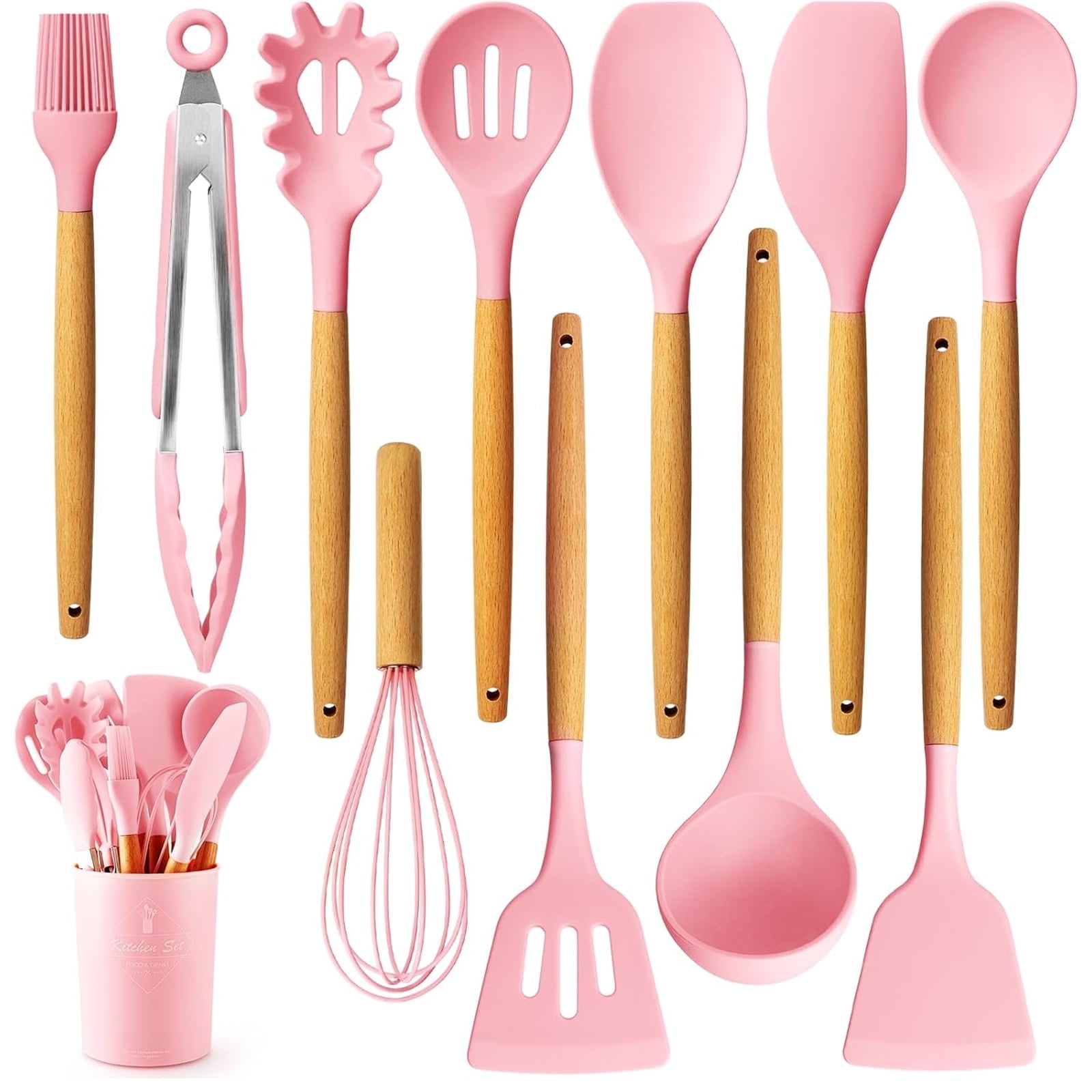 OhhGo Silicone Cooking Utensils Set, 12 Pcs Heat Resistant Silicone ...