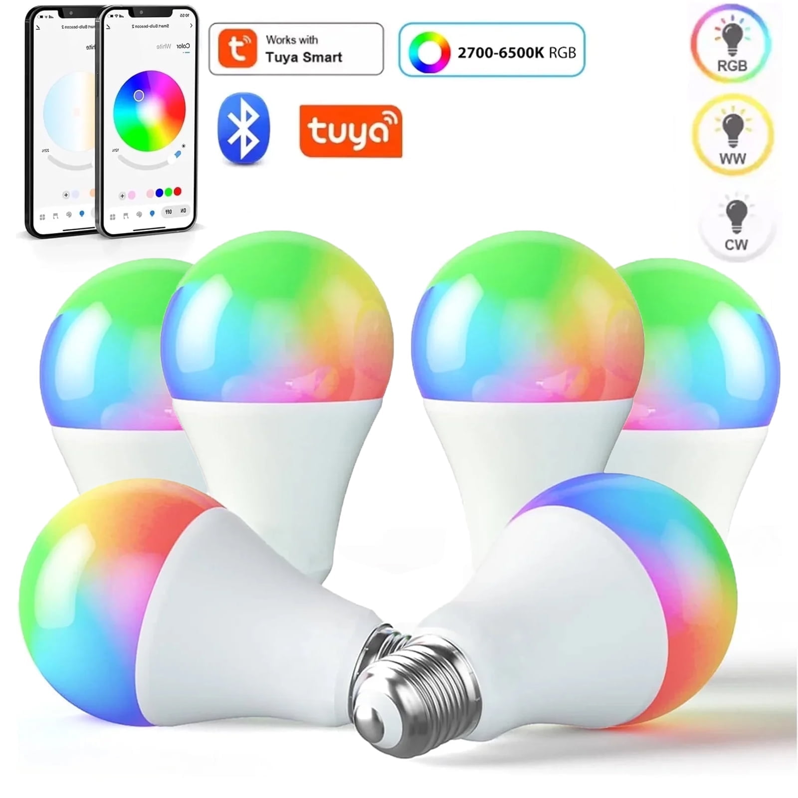 OhhGo Smart Light Bulbs, RGB Color Changing Light Bulbs with Bluetooth ...