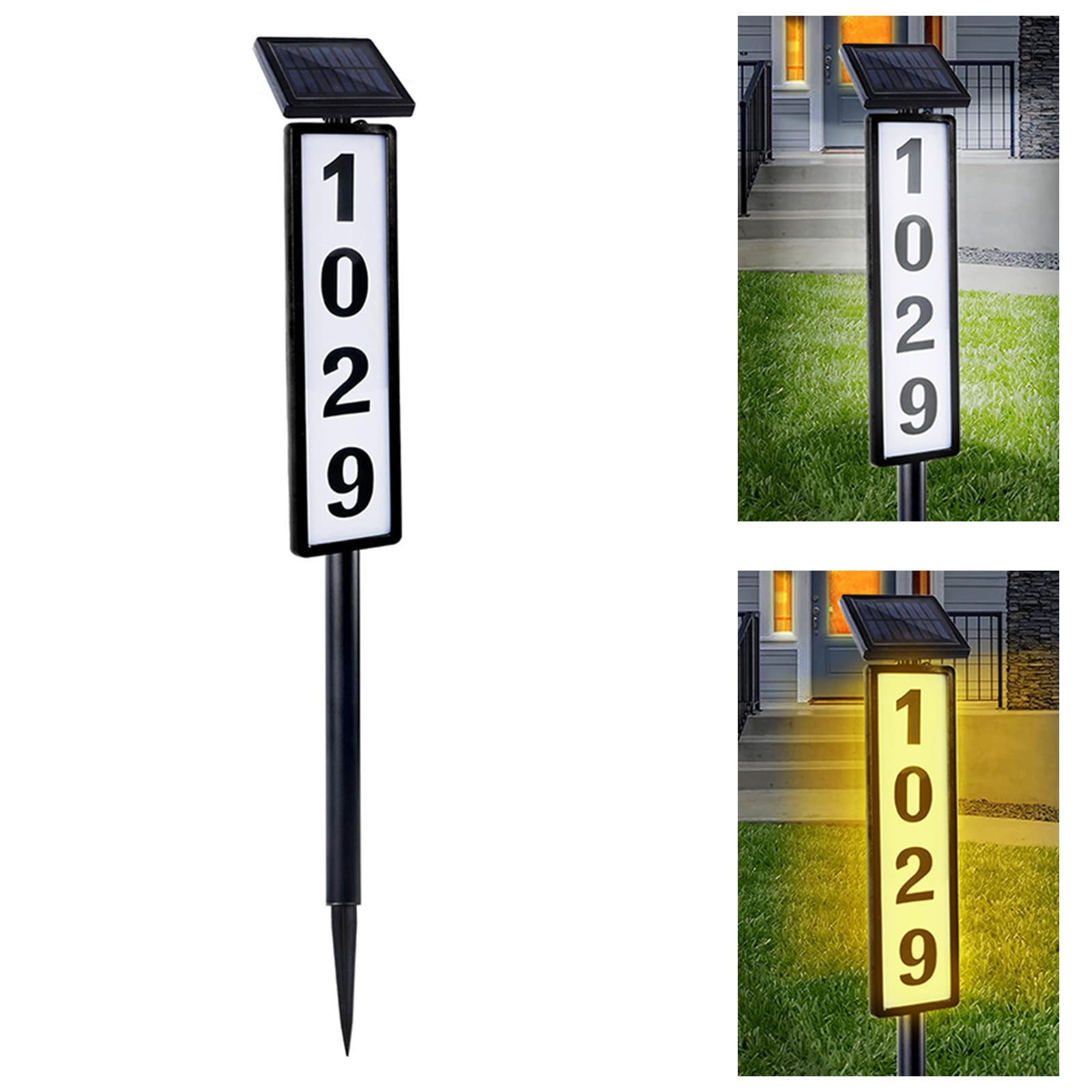 OhhGo Solar Address Sign, House Numbers for Outside Rechargeable LED ...