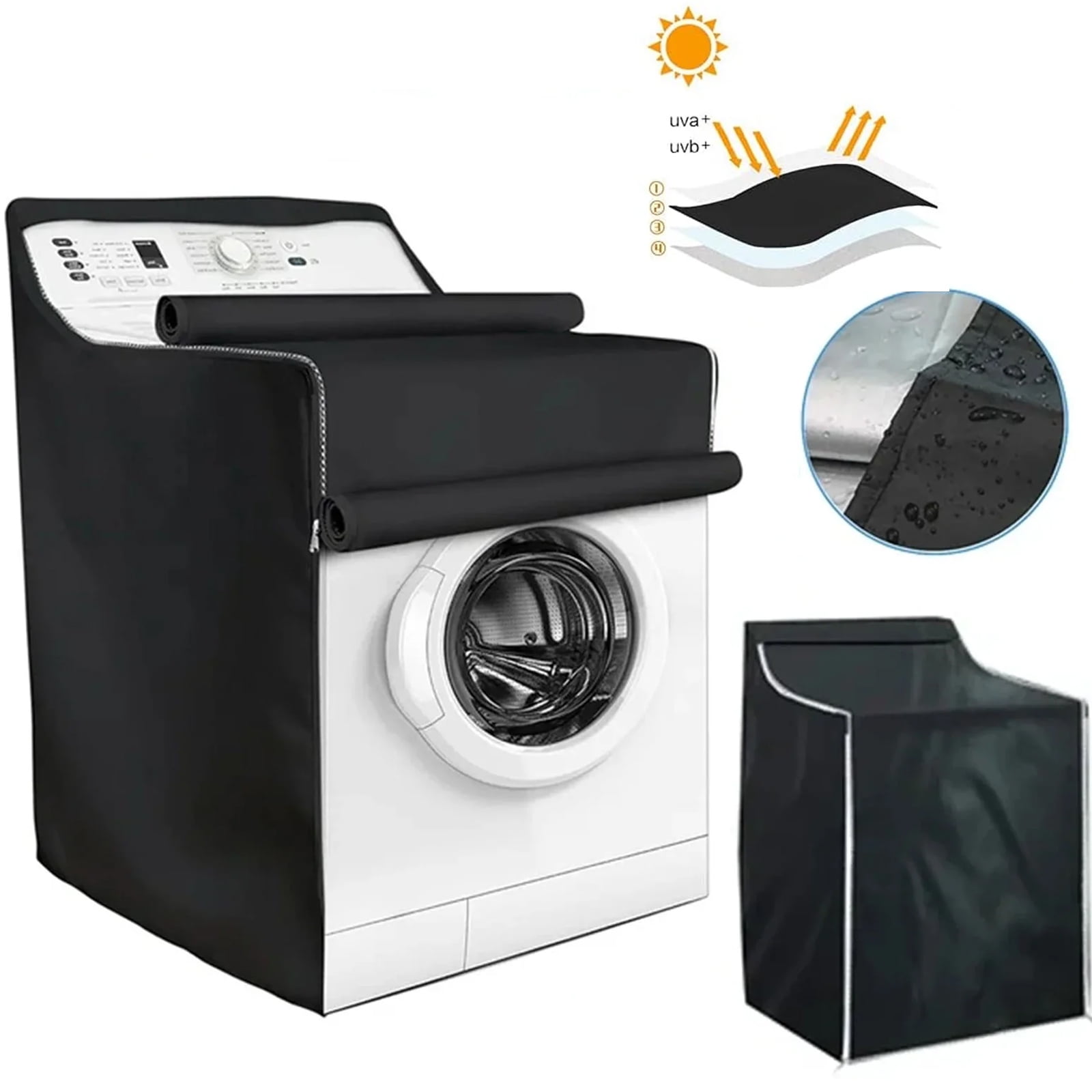 OhhGo Washing Machine Cover, Waterproof Machine Protection Cover, Black ...