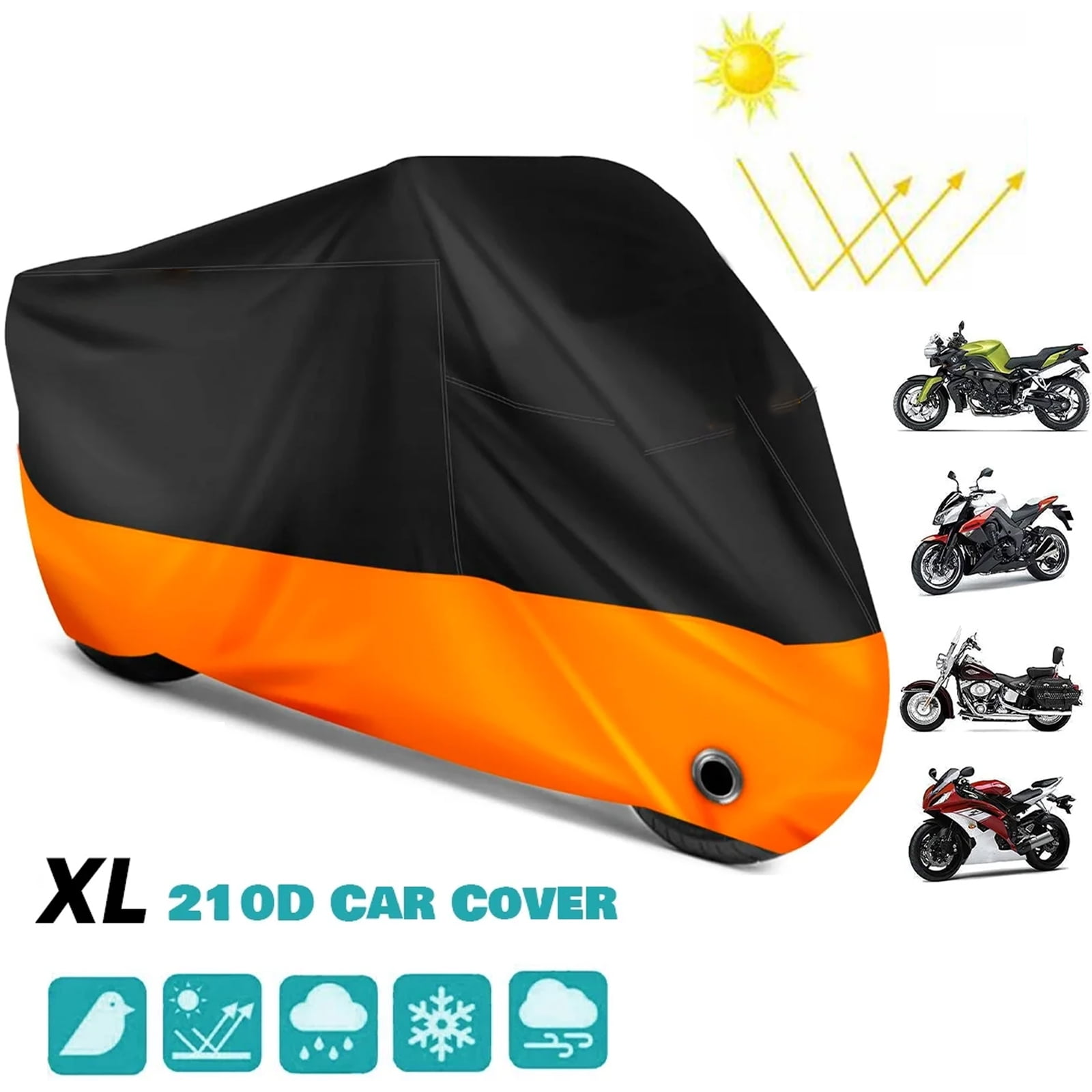 OhhGo Waterproof Anti-UV Motorcycle Cover, Polyester Motorcycle Rain ...