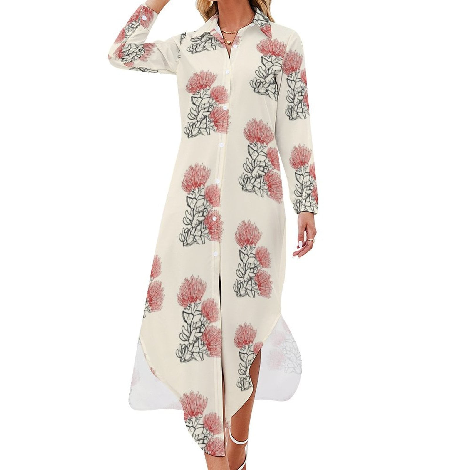 Ohia Lehua Calligraphy Artwork Long Sleeved Shirt Dress Clothing female ...