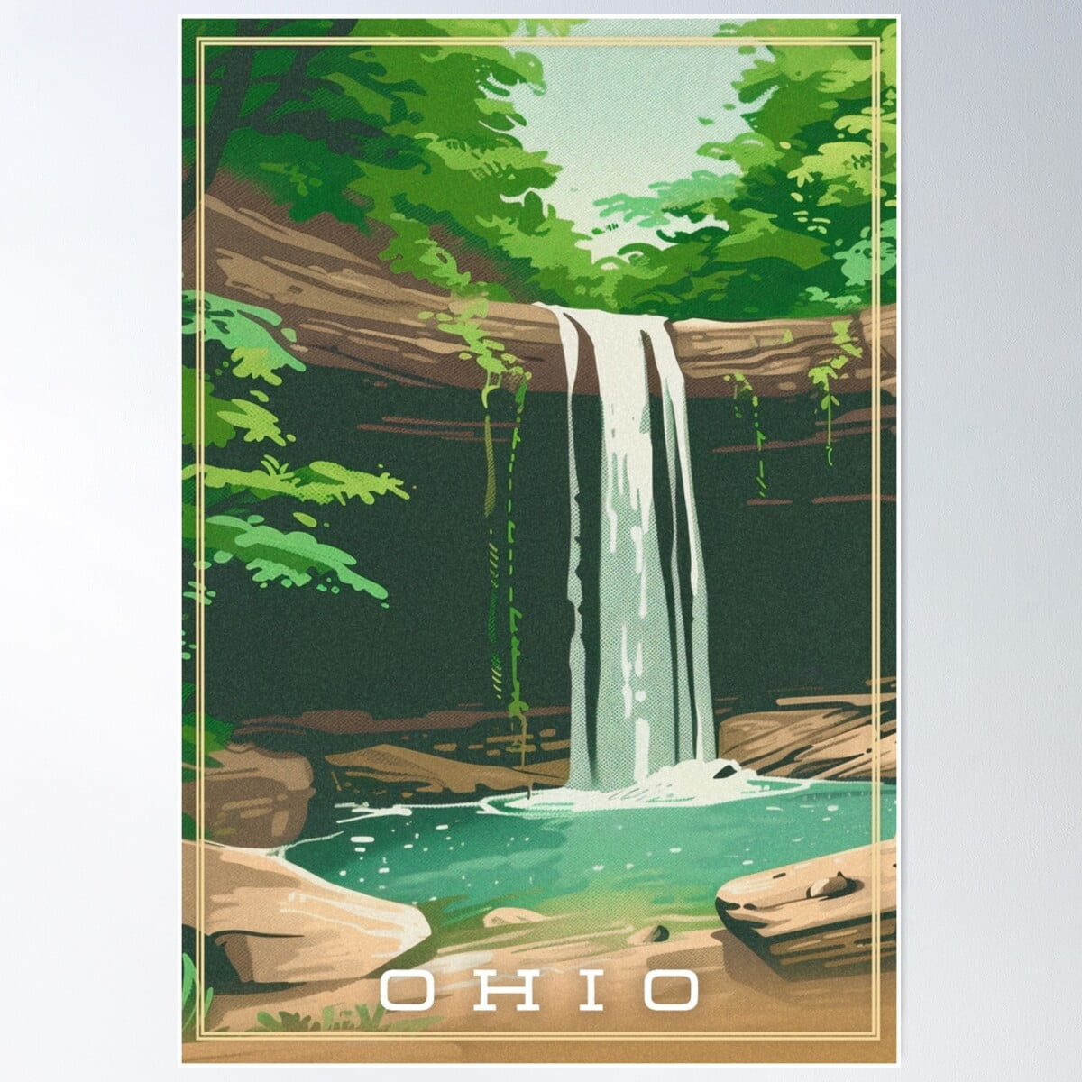 Ohio Ash Cave At Hocking Hills Poster Wall Art, Modern Wall Decor For ...