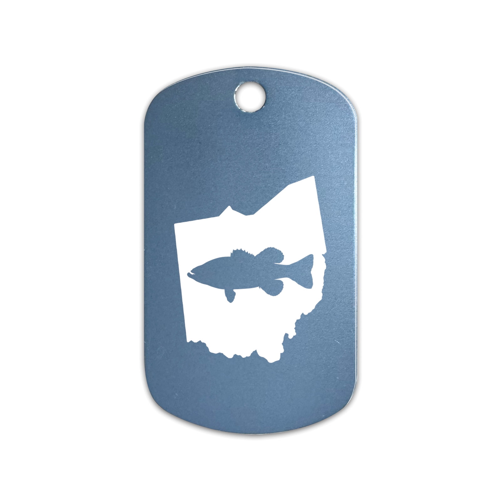 Ohio Bass GI Dog Tag Aluminum Keychain state shaped largemouth sport ...