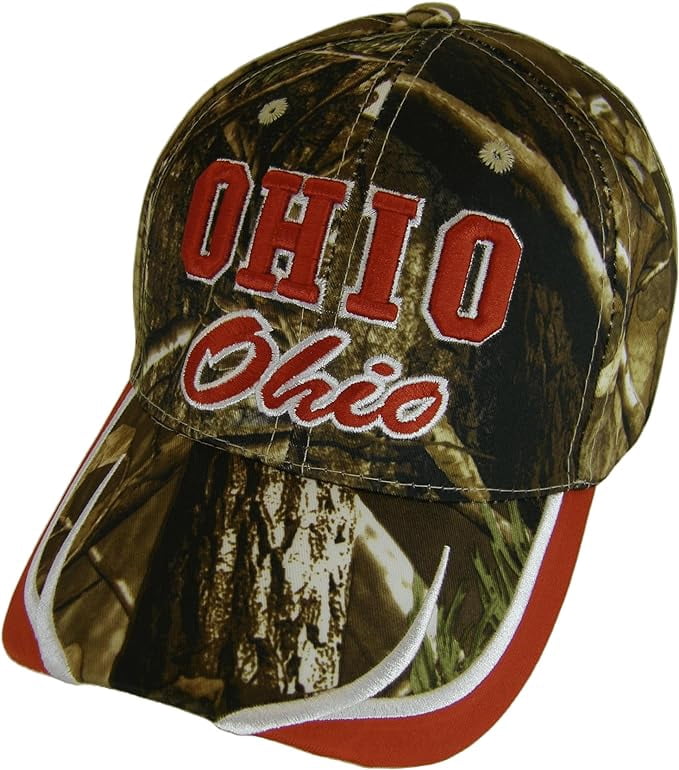 Ohio Block and Script Lettering Baseball Cap with Embroidered Bill ...