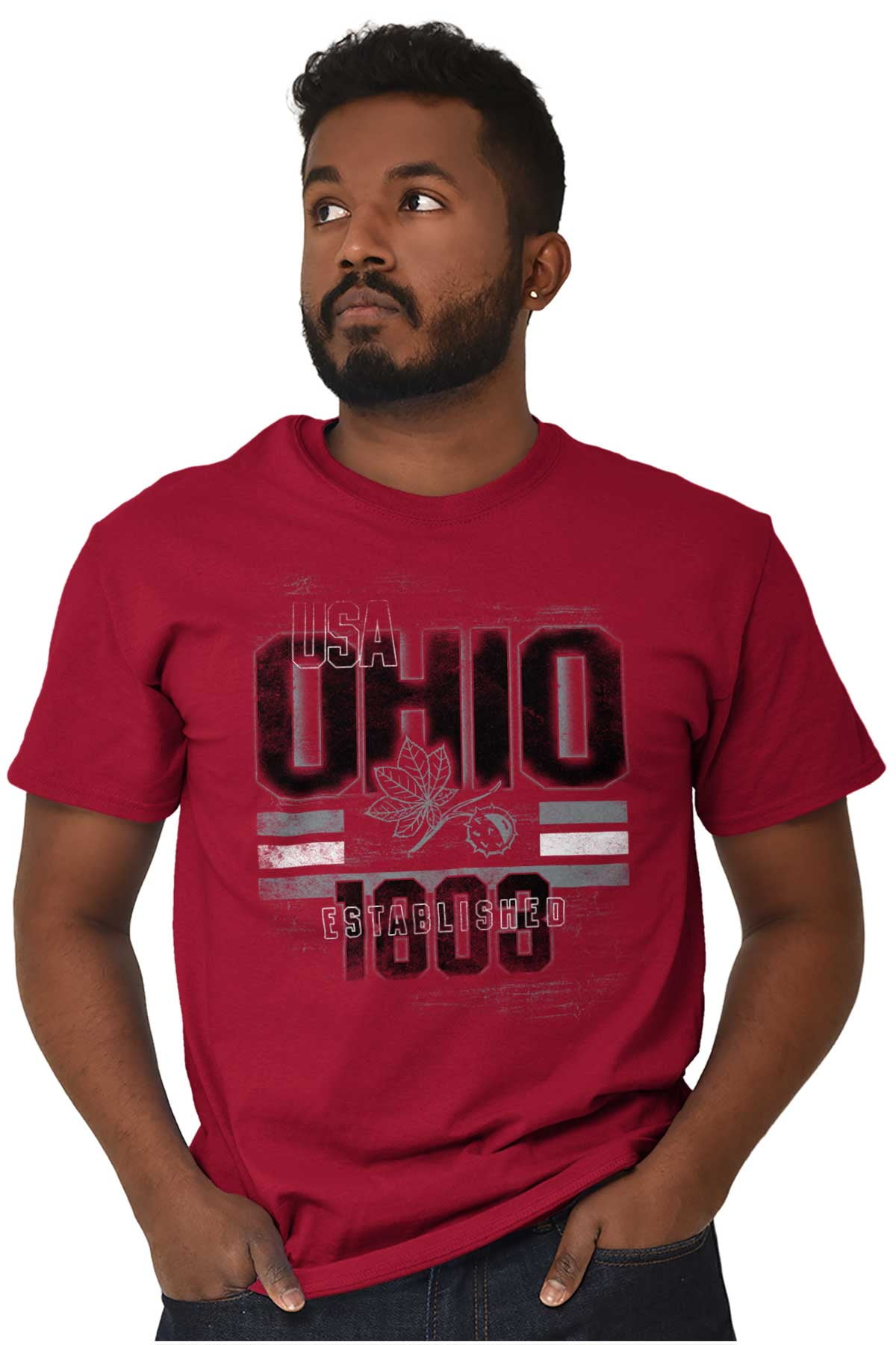 Ohio Buckeye Leaf Nut Distressed Men's Graphic T Shirt Tees Brisco ...