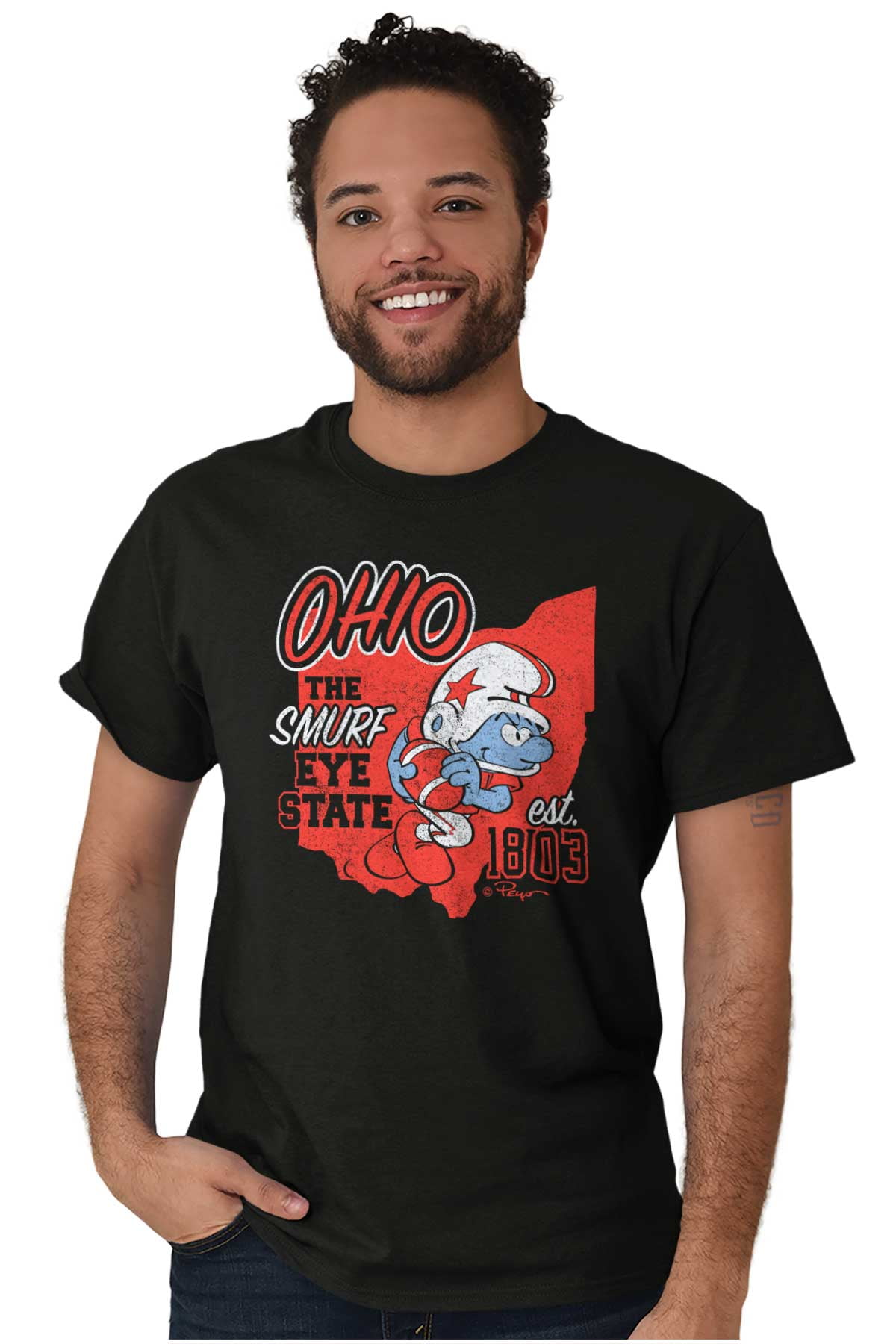 Ohio Buckeye State Athlete Fan Smurfs Men's Graphic T Shirt Tees Brisco ...