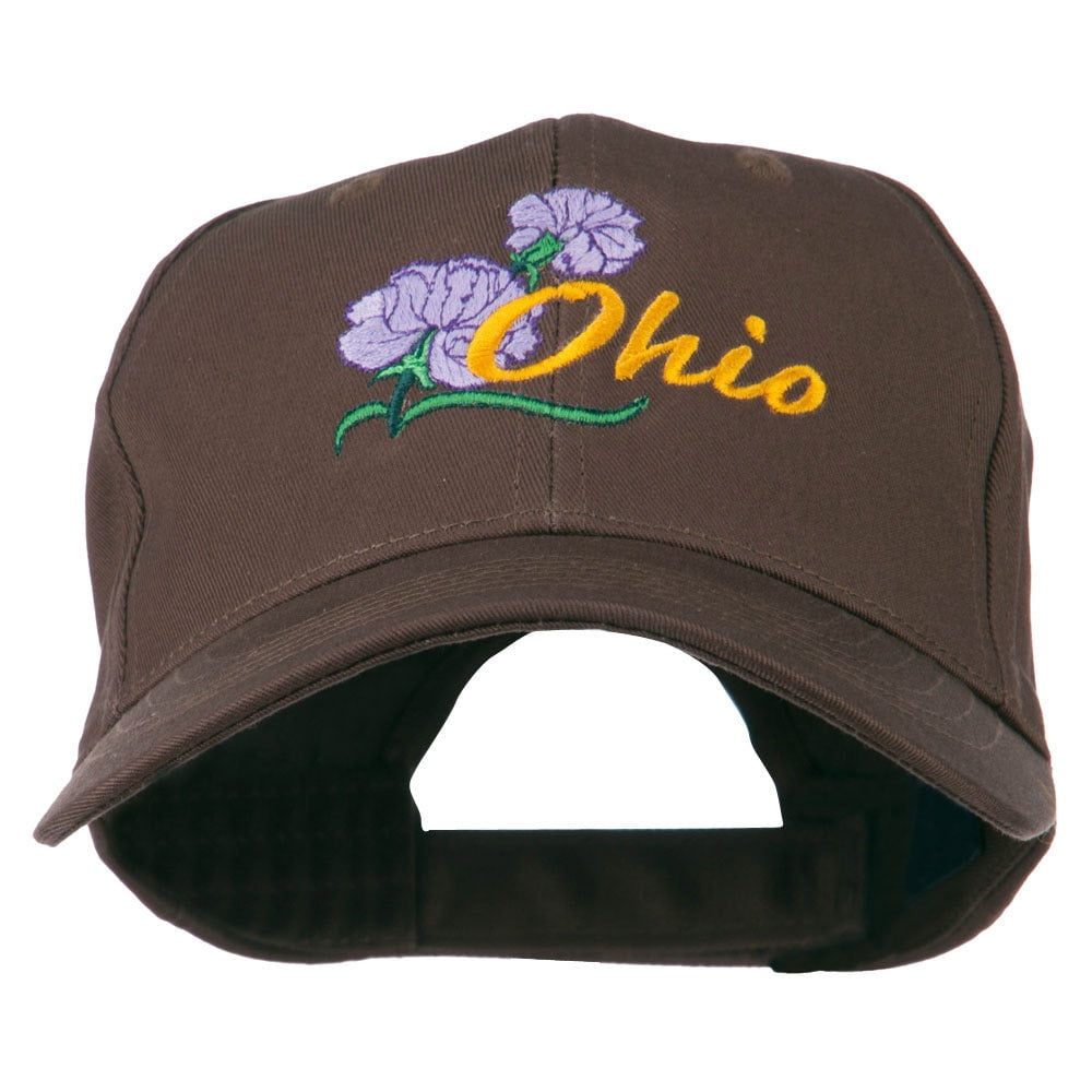 Ohio Carnation Flower Embroidered Cap - Brown OSFM - Walmart.com