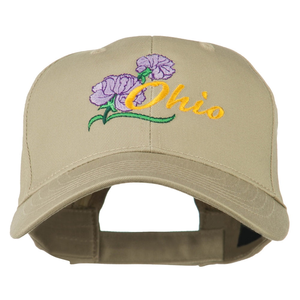 Ohio Carnation Flower Embroidered Cap - Khaki OSFM - Walmart.com