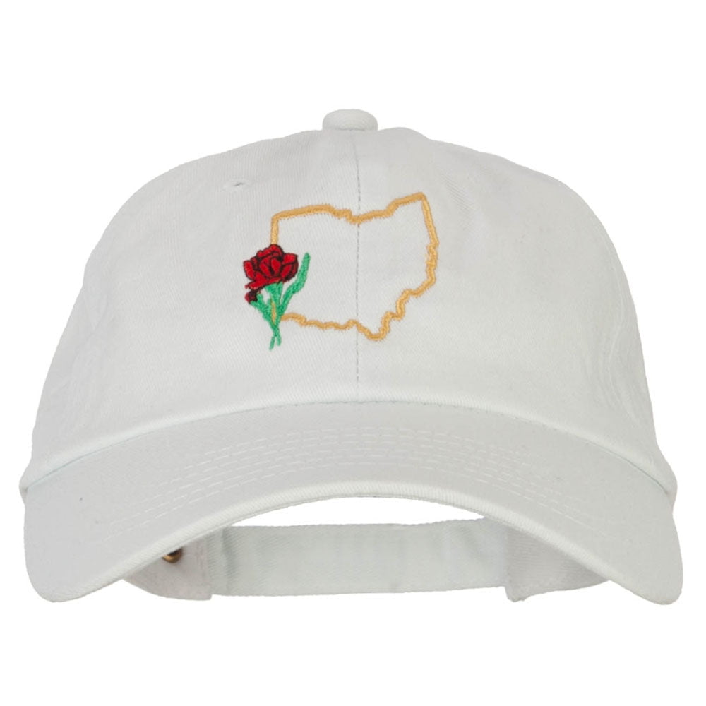Ohio Carnation with Map Embroidered Unstructured Washed Cap - White ...